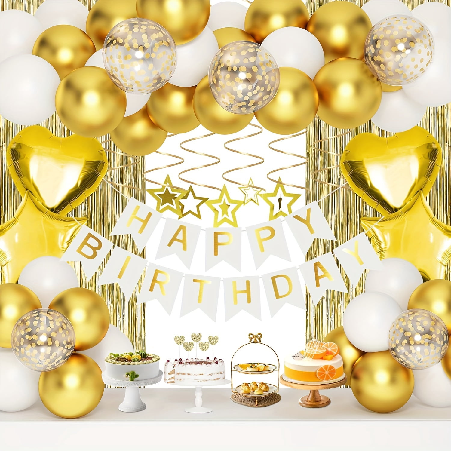 Rose gold birthday balloon set rose gold birthday flag rainsilk ...
