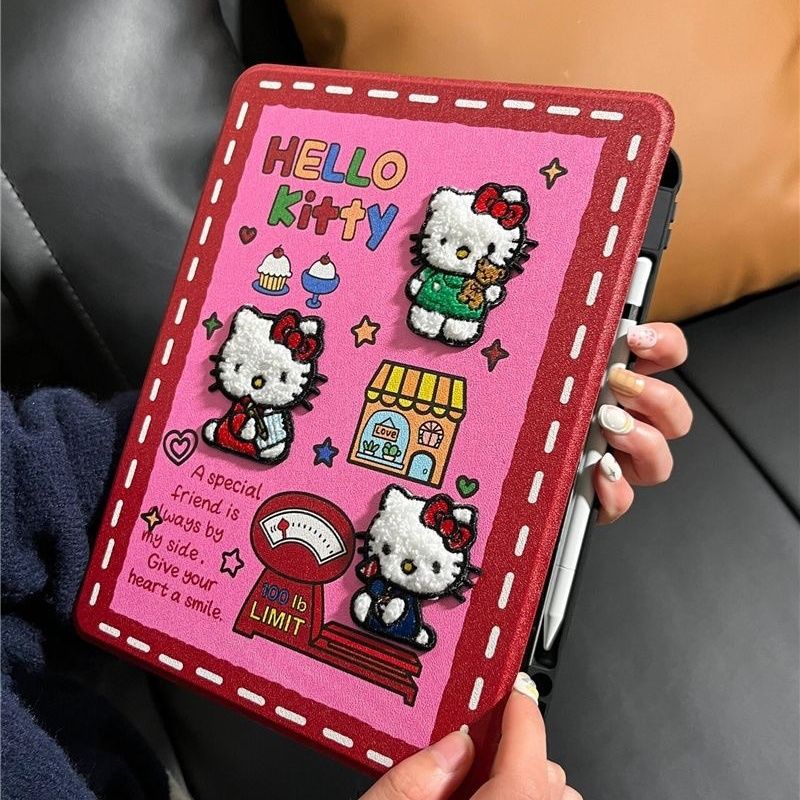 Rose red embroidery Hello Kitty kt suitable for iPad pro protective ...