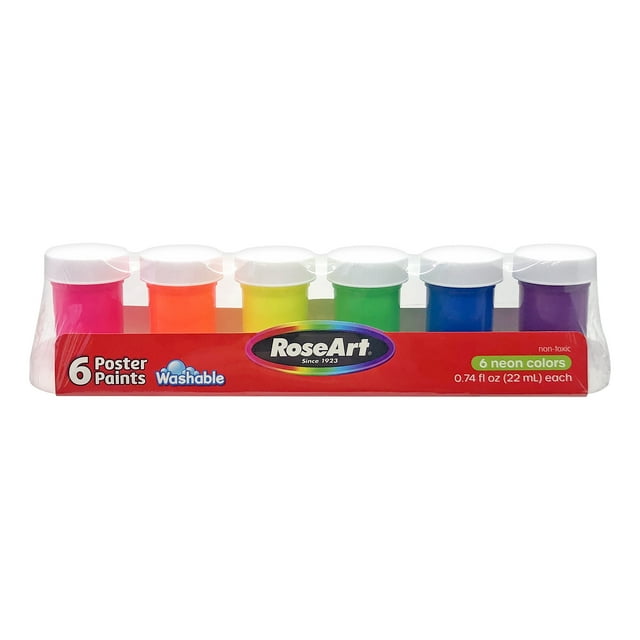 RoseArt Neon Washable Tandem Paint, 6 Vibrant Colors - Walmart.com