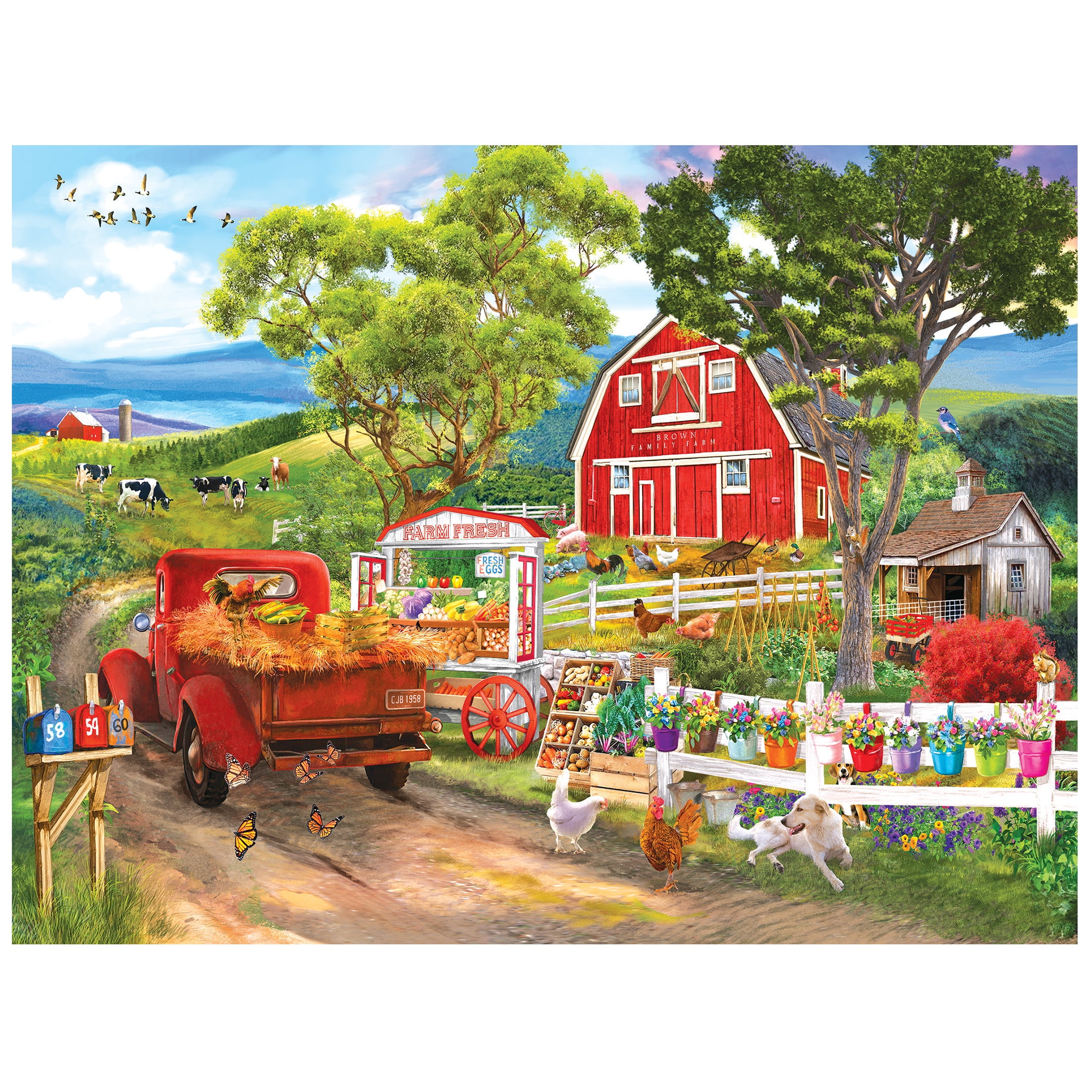 RoseArt Premium 350-Piece The Farm Stand Adult Interlocking Puzzle ...