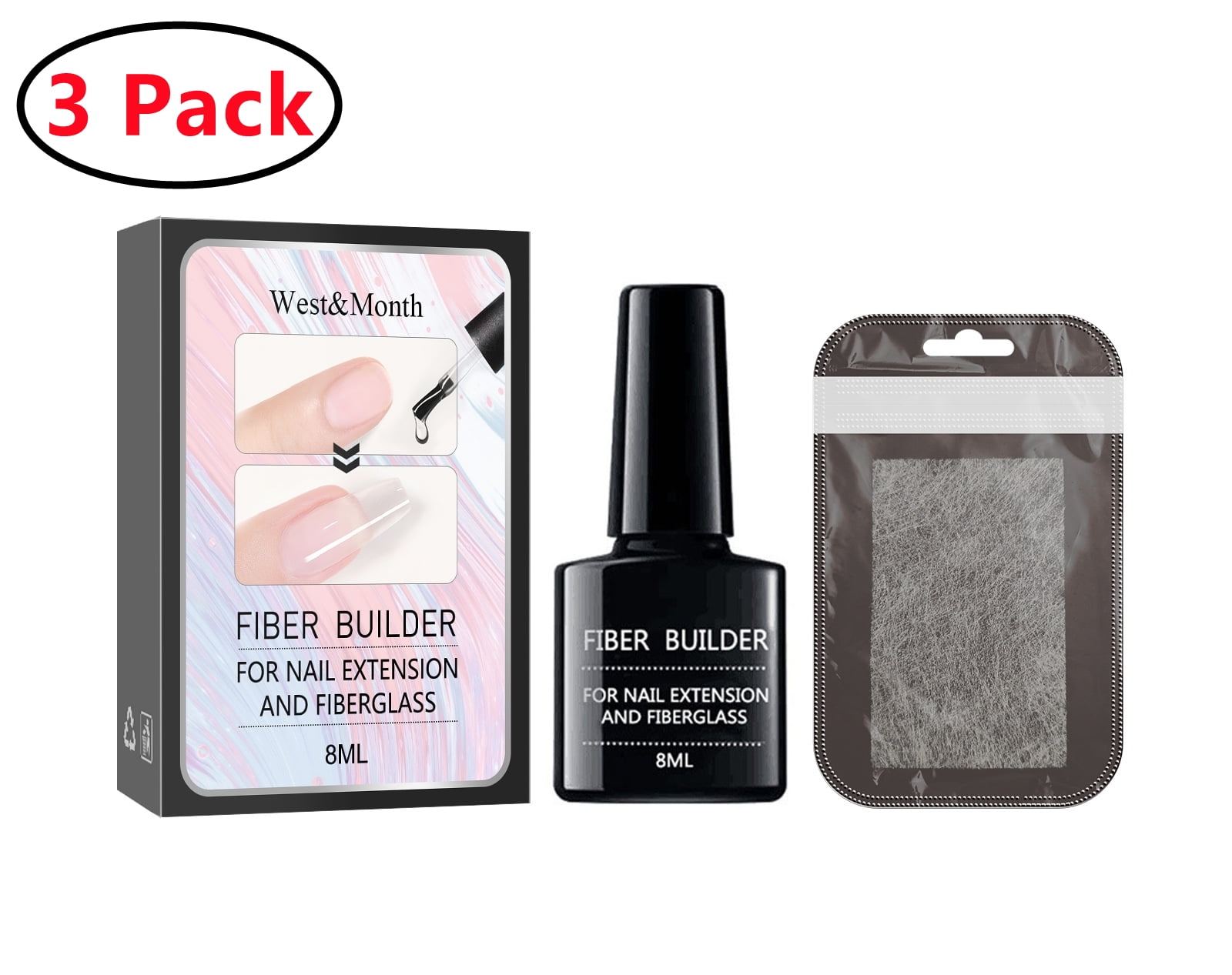 RoseHome 3 Pack Magical Nail Extension Silk Fiberglass, Nail Extension ...