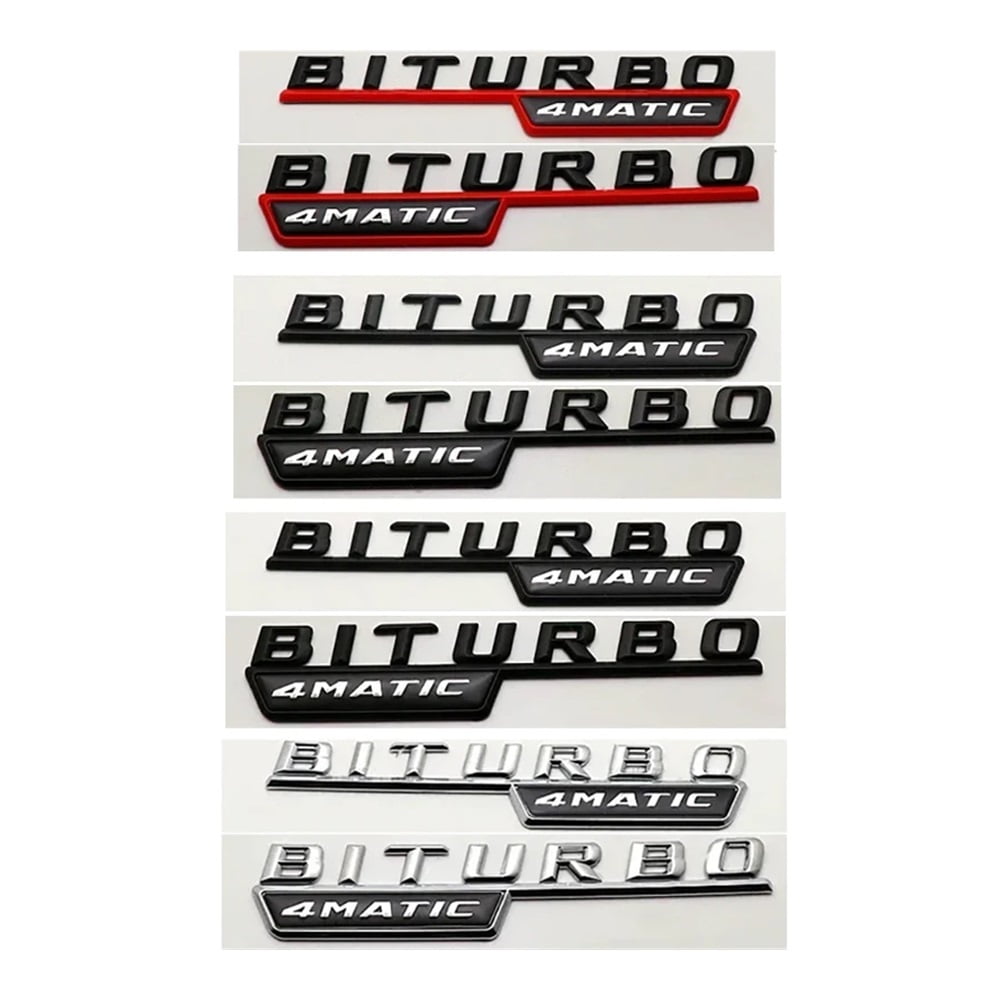 RoseOcean 2pcs BITURBO 4MATIC Plus Logo Car Emblem Fender Badge Sticker ...