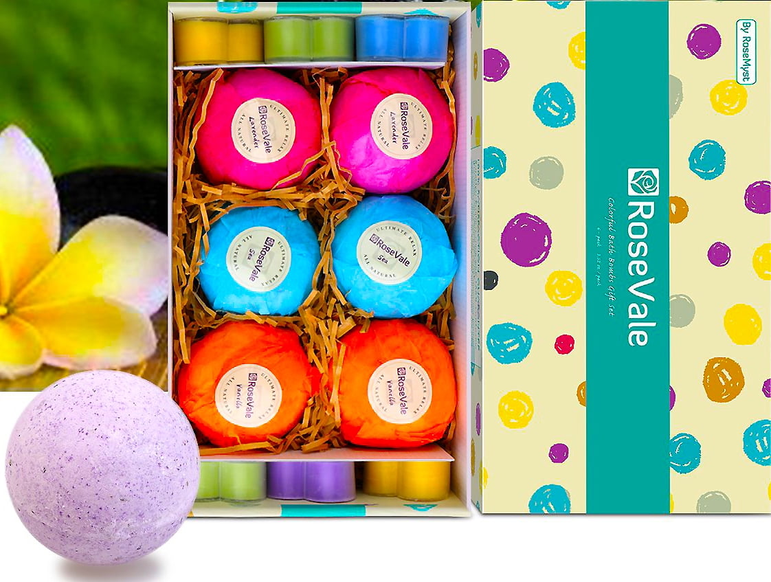 RoseVale Bath Bombs Gift Set with Heart Shaped Candles, 12pc - Walmart.com
