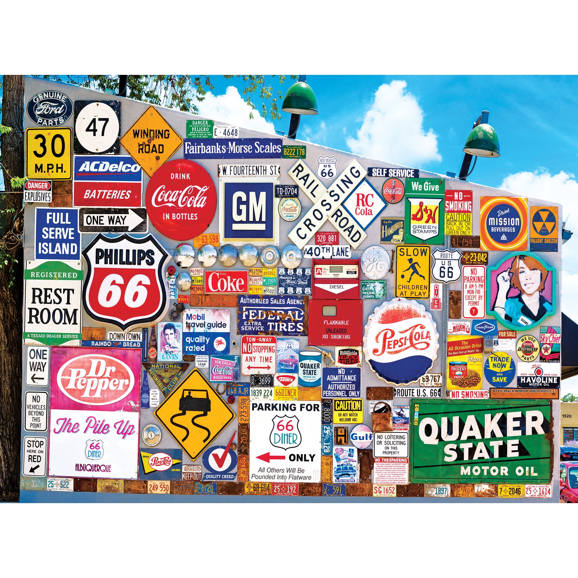 RoseArt Colorluxe 1000 Piece Route 66 Jigsaw Puzzle, Adult Interlocking ...