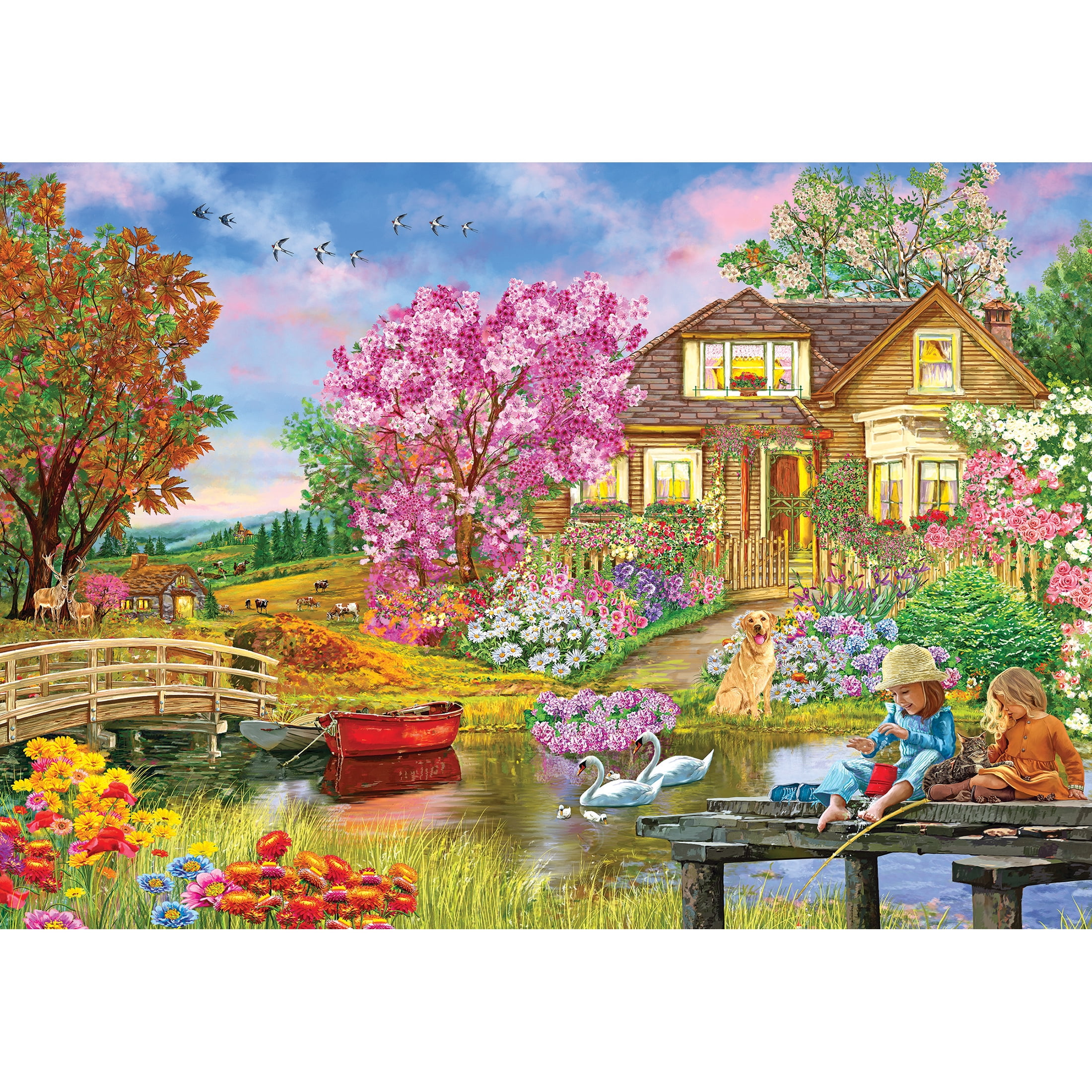 RoseArt Colorluxe 500-Piece Adult Jigsaw Puzzle Fishing at the Cottage ...