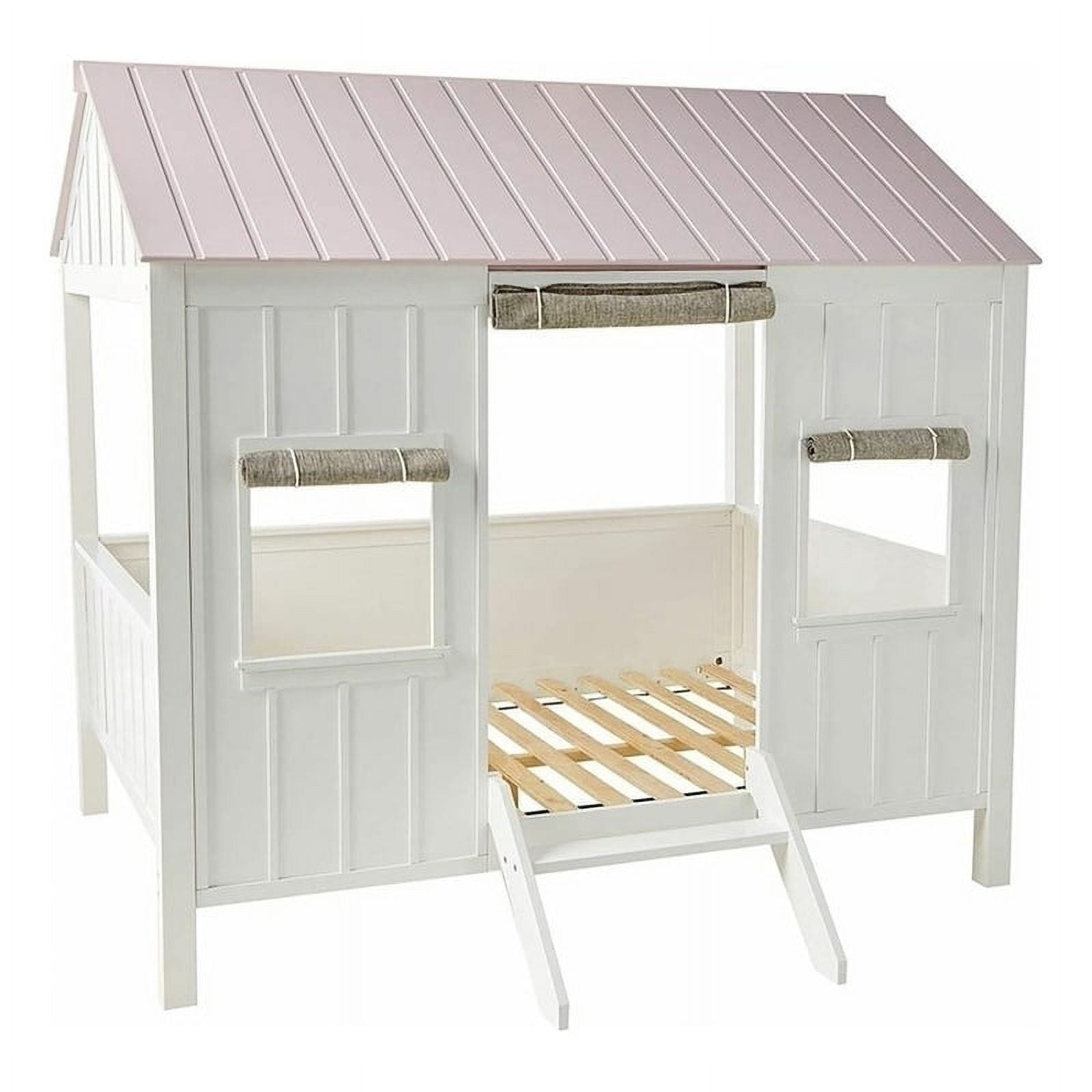 Roseberry Kids Cottage Design Wood Full House Bed in White/Pink ...
