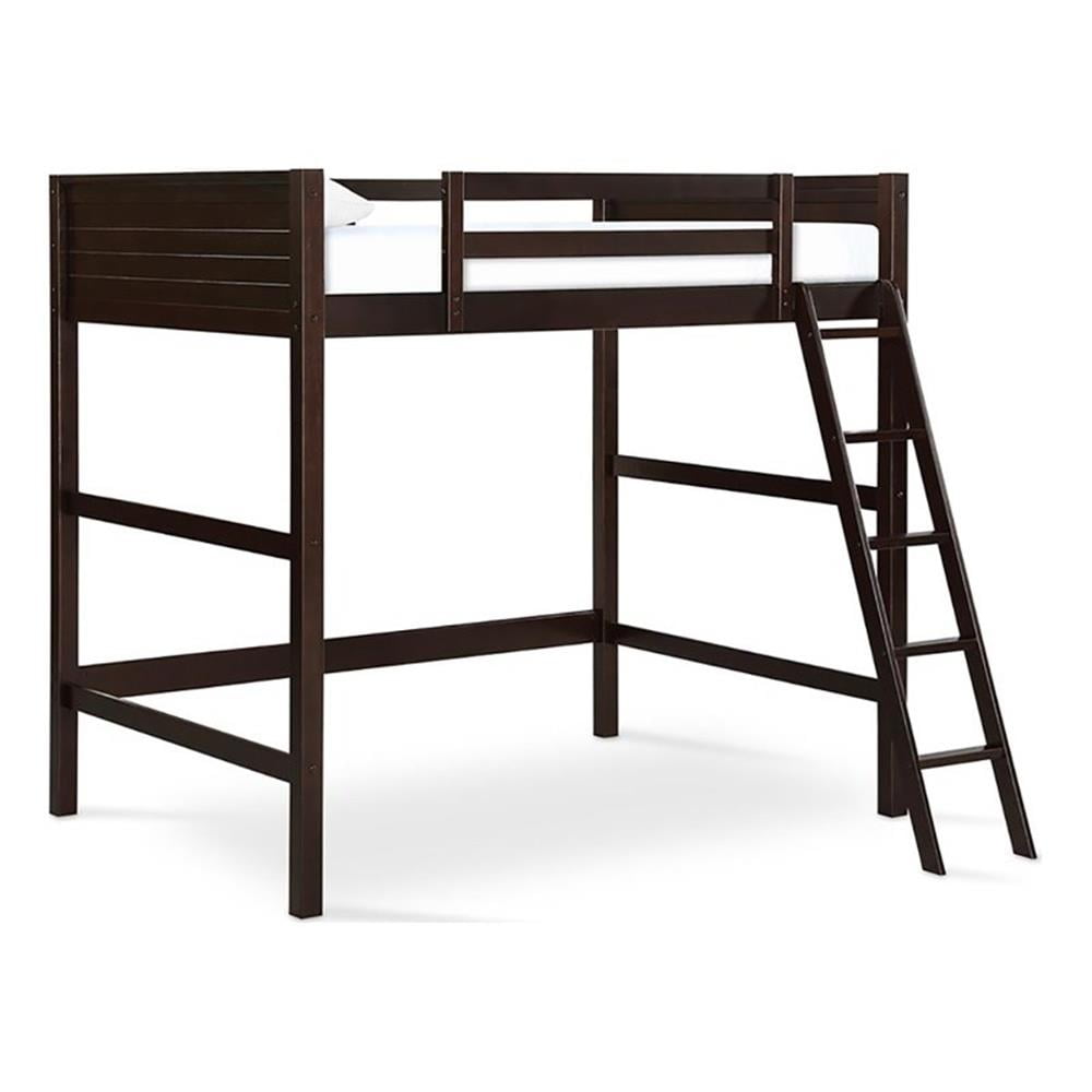 Roseberry Kids Traditional Wood 5-Step Ladder Full Loft Bed in Espresso ...