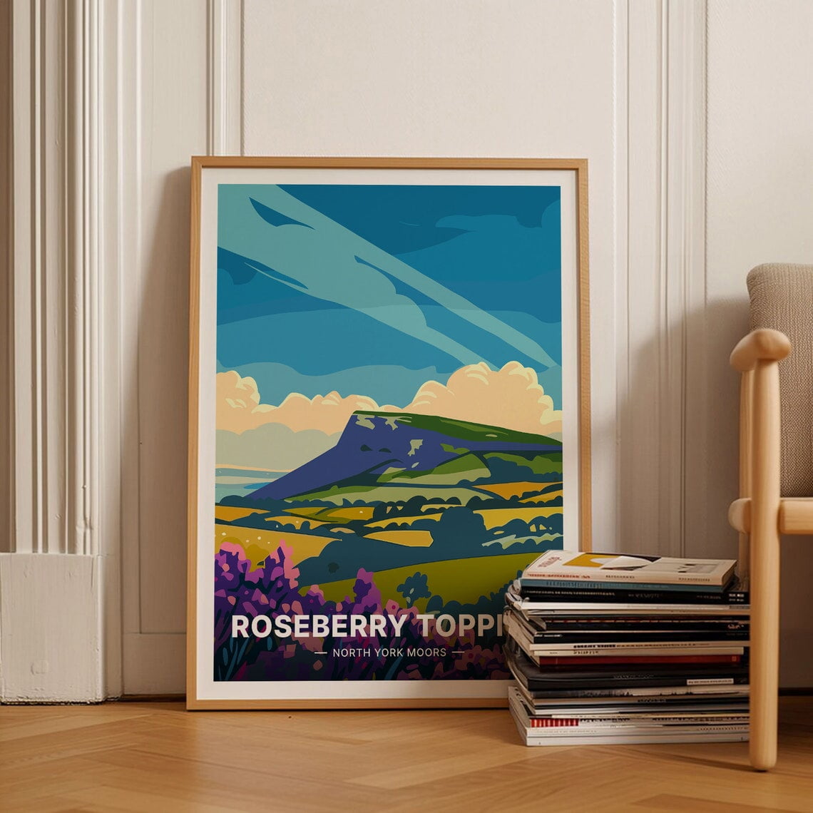 Roseberry Topping Travel Poster, North York Moors Landscape Art ...