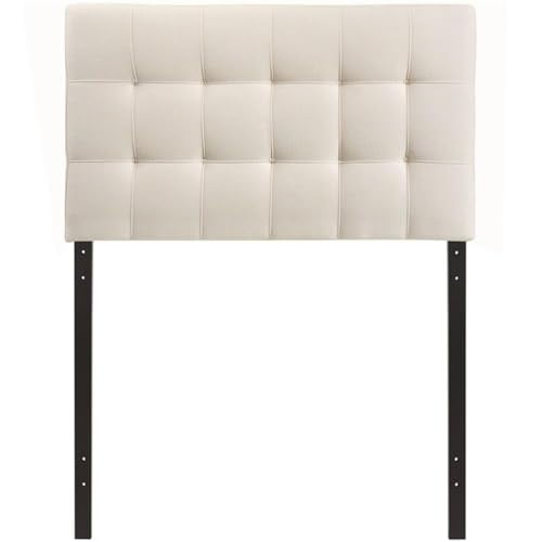 Rosebery Kids Modern Fabric Twin Tufted Panel Headboard in Ivory ...