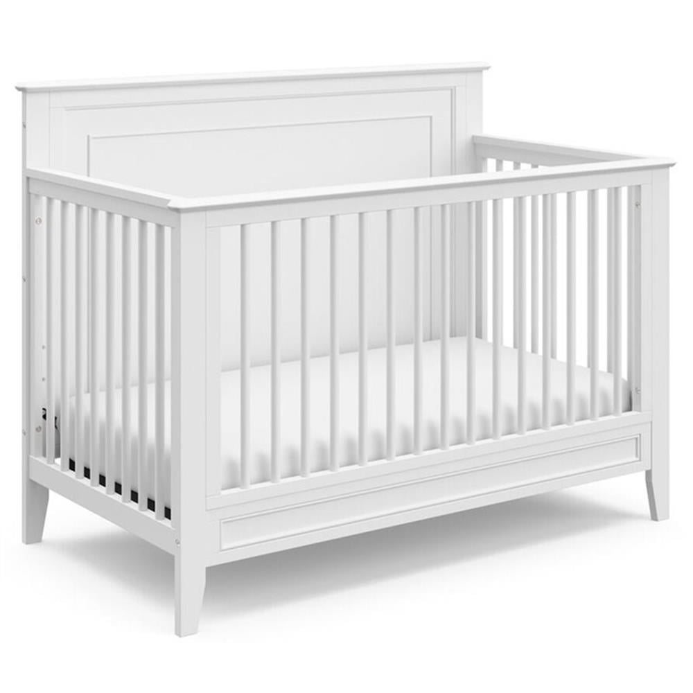 Traditional 4 in 1 Wood Convertible Crib in White - Walmart.com