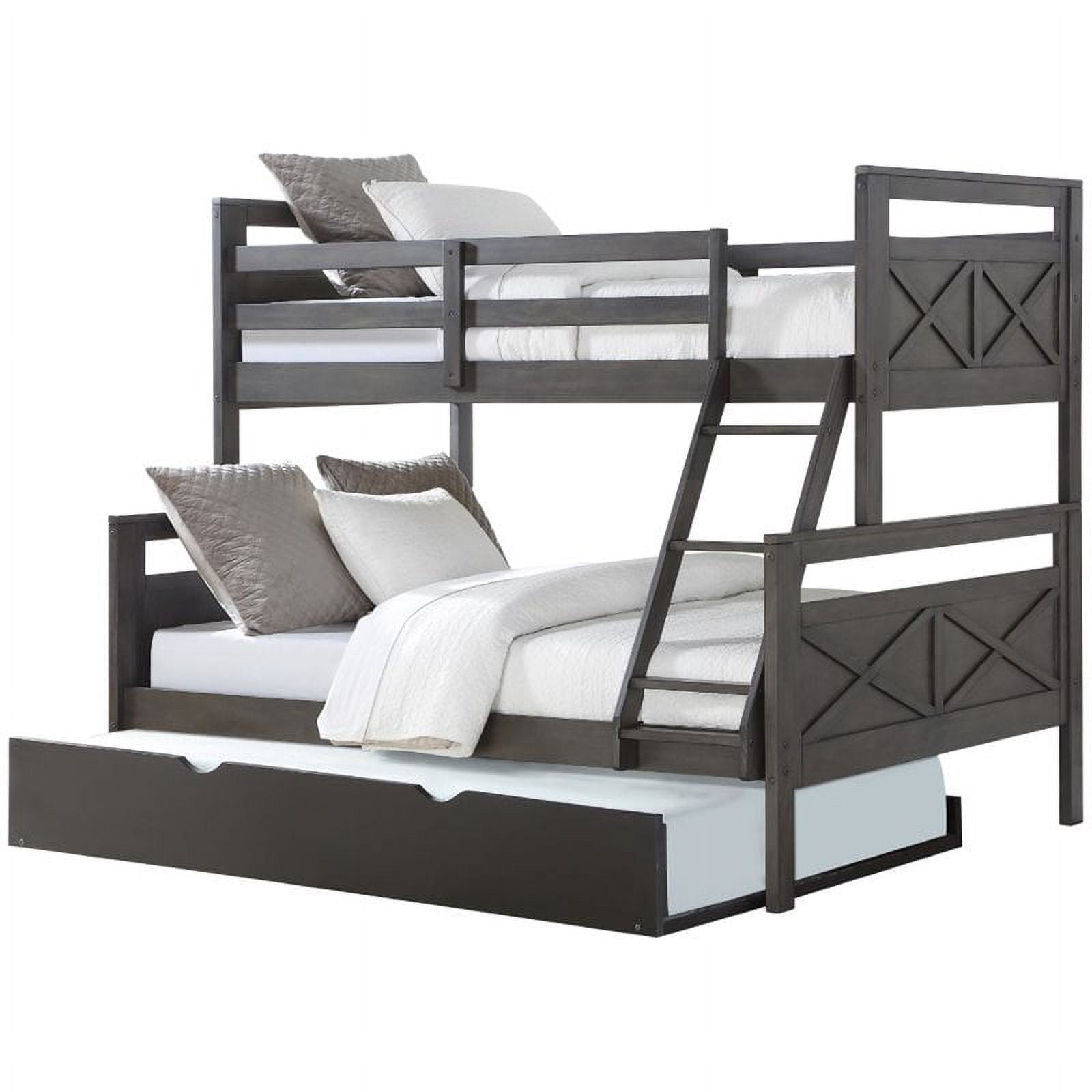 Rosebery Kids Twin Over Full Solid Wood Barn Bunk Bed with Trundle in ...
