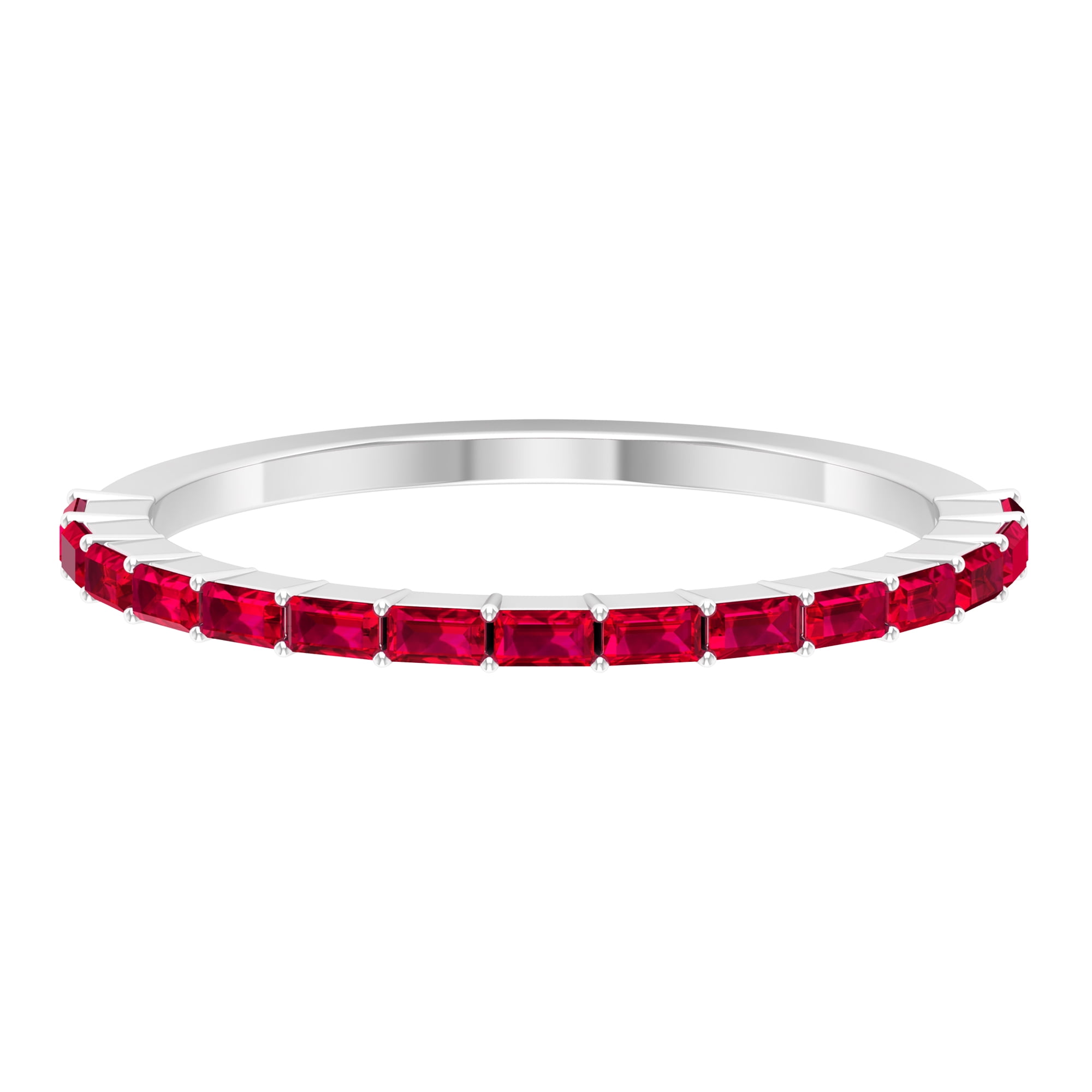 Rosec Jewels 1/2 CT Baguette Cut Created Ruby Stackable Half Eternity ...