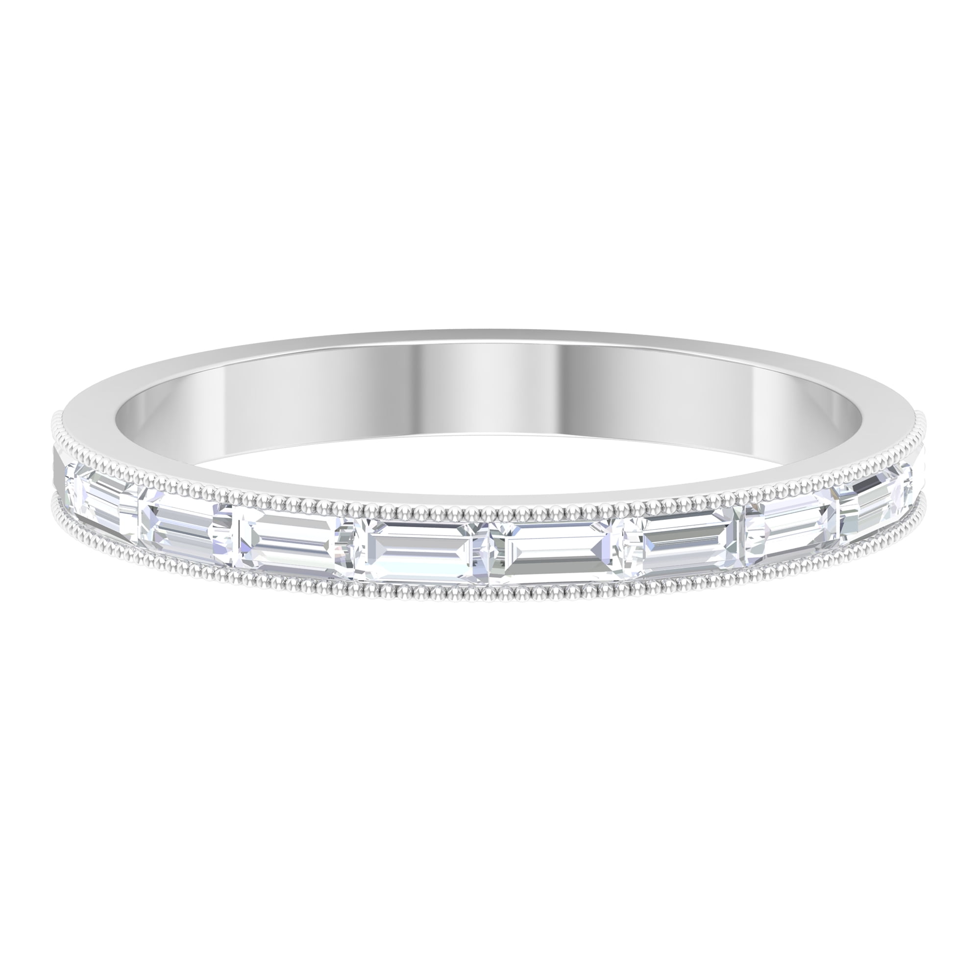 Rosec Jewels 1/2 CT Baguette Cut Moissanite Semi Eternity Ring with ...