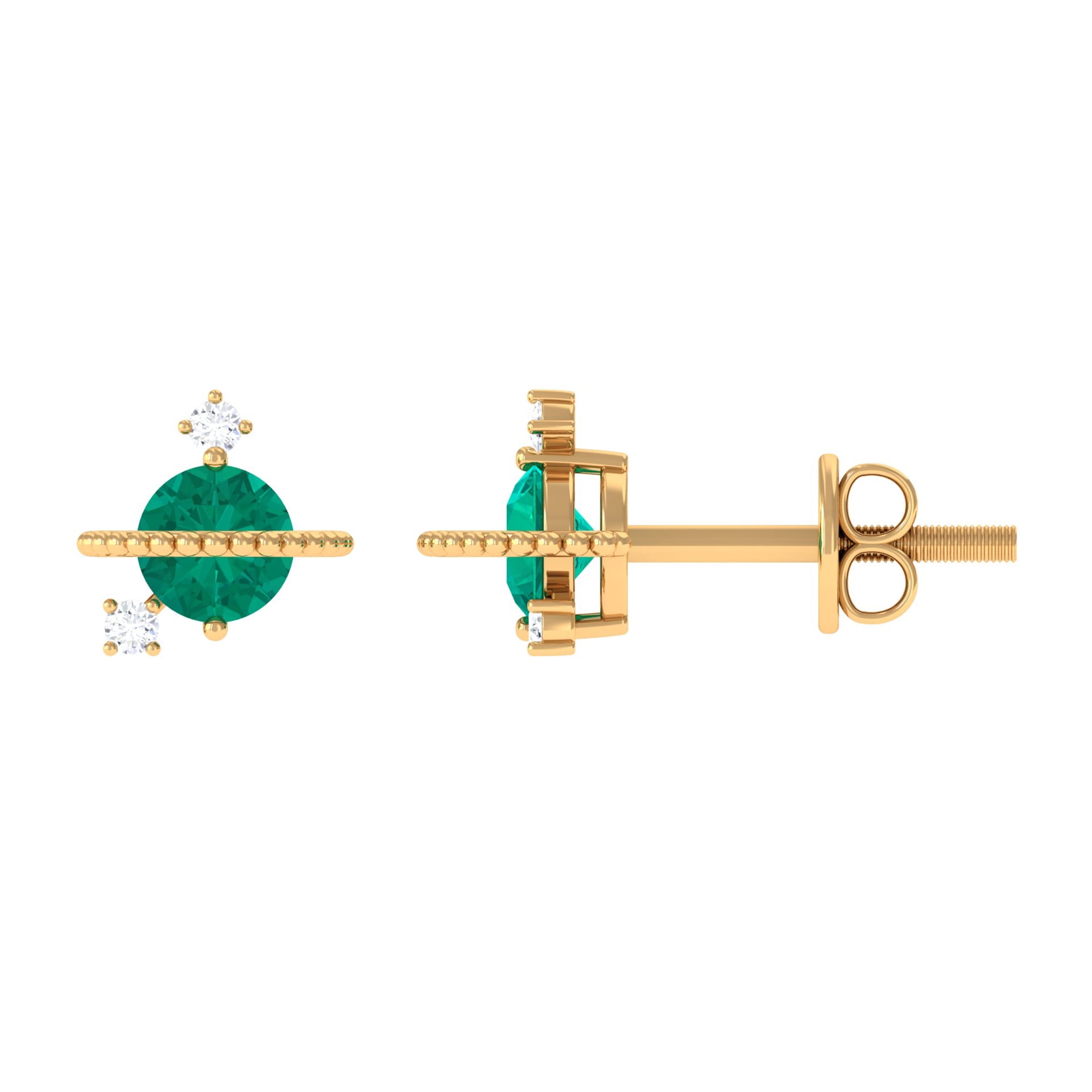 Rosec Jewels 1/2 CT Emerald and Diamond Stud Earrings in Celestial ...