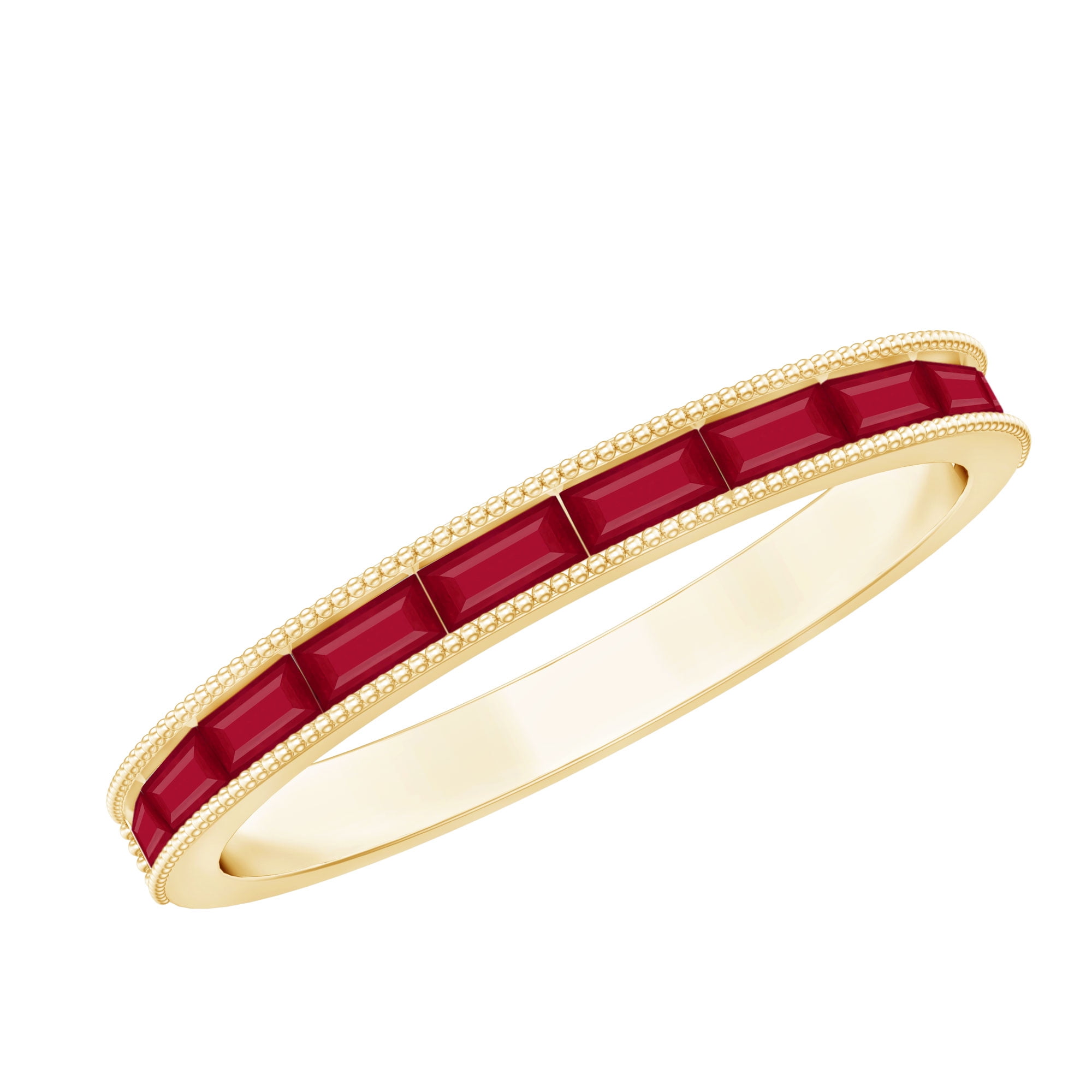 Rosec Jewels 1/2 CT July Birthstone Ruby Semi Eternity Ring with ...