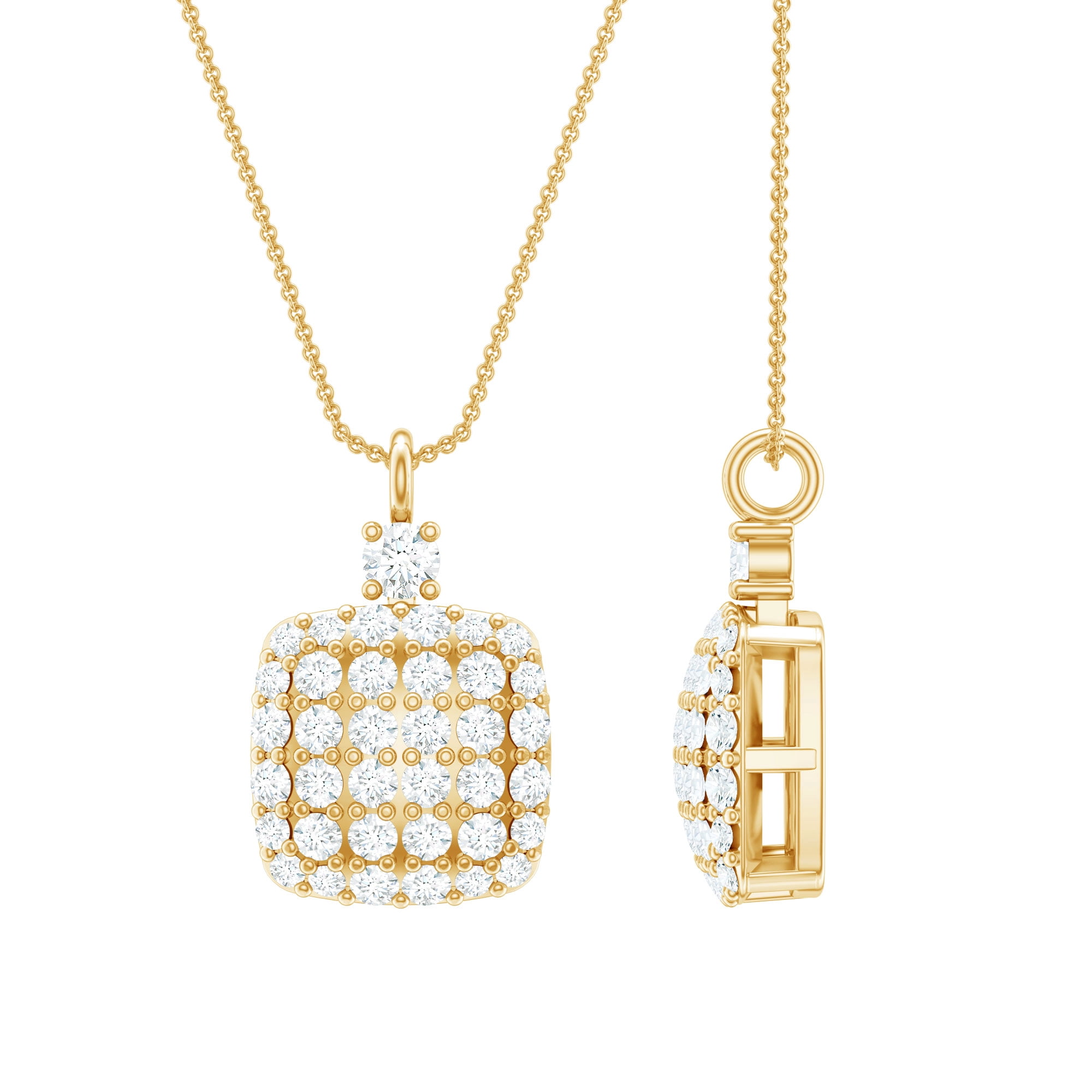 Rosec Jewels 1/2 CT Square Diamond Cluster Pendant in Gold for Women ...