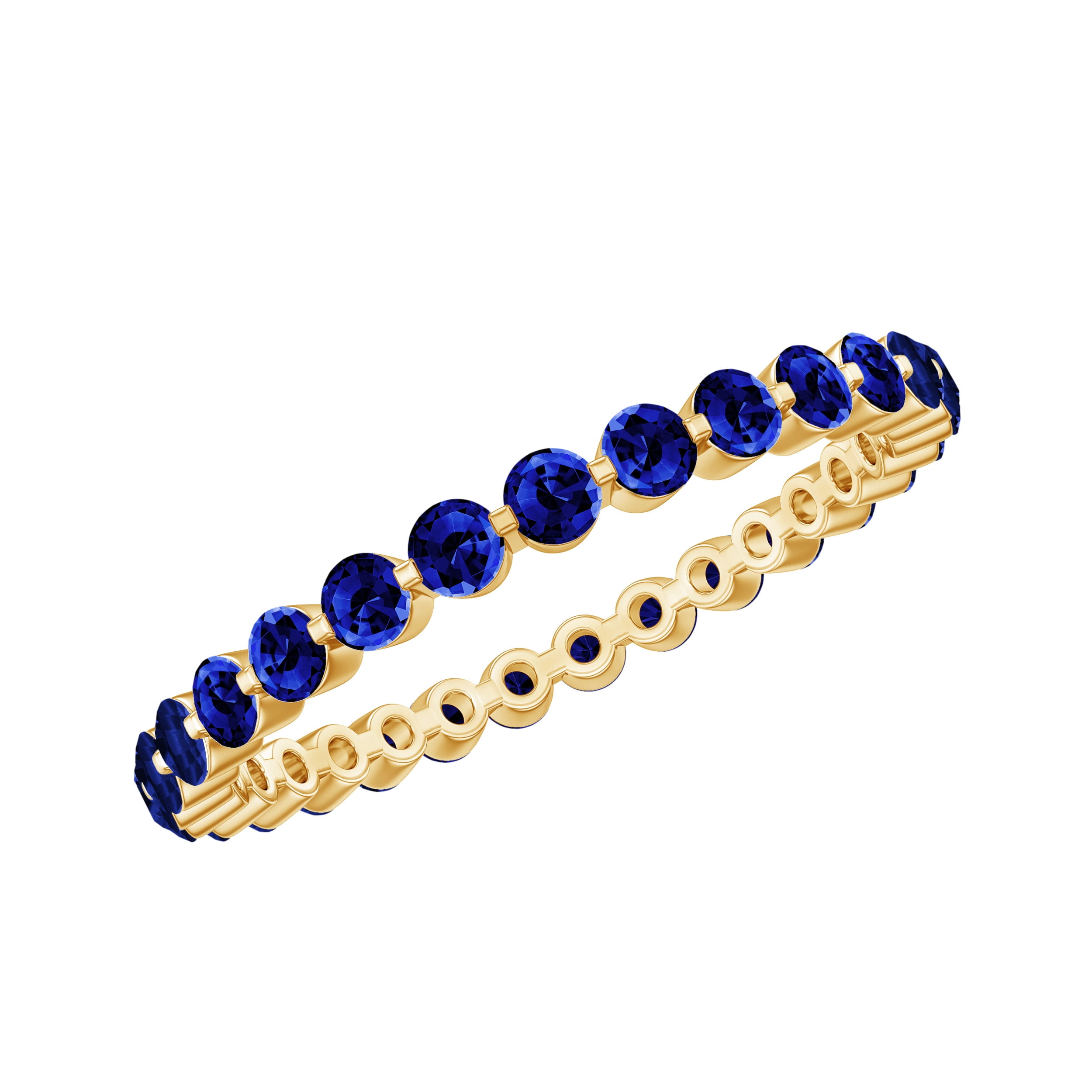 Rosec Jewels 1.25 CT Created Blue Sapphire Floating Eternity Band For ...