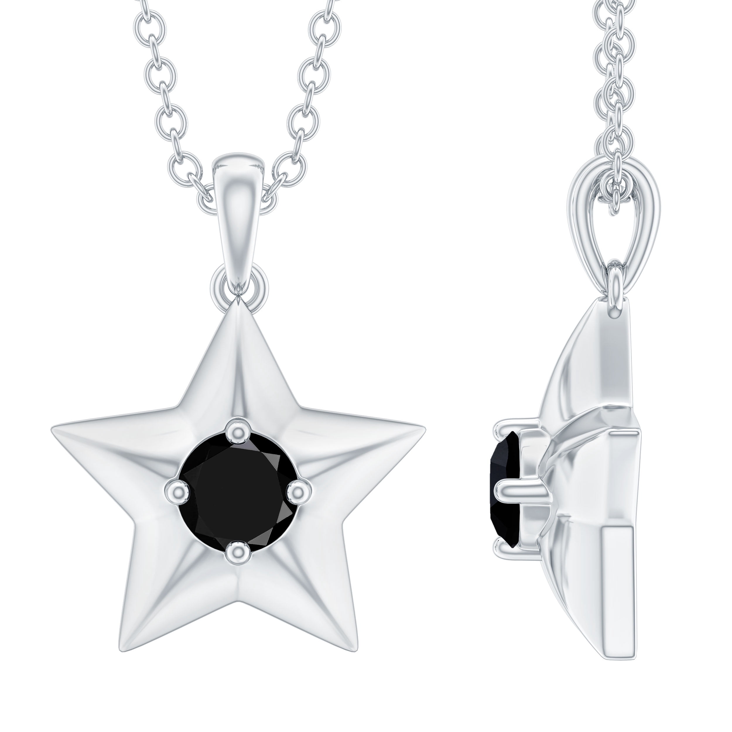 Rosec Jewels 1/4 CT Black Onyx and Gold Star Pendant, 925 Sterling ...