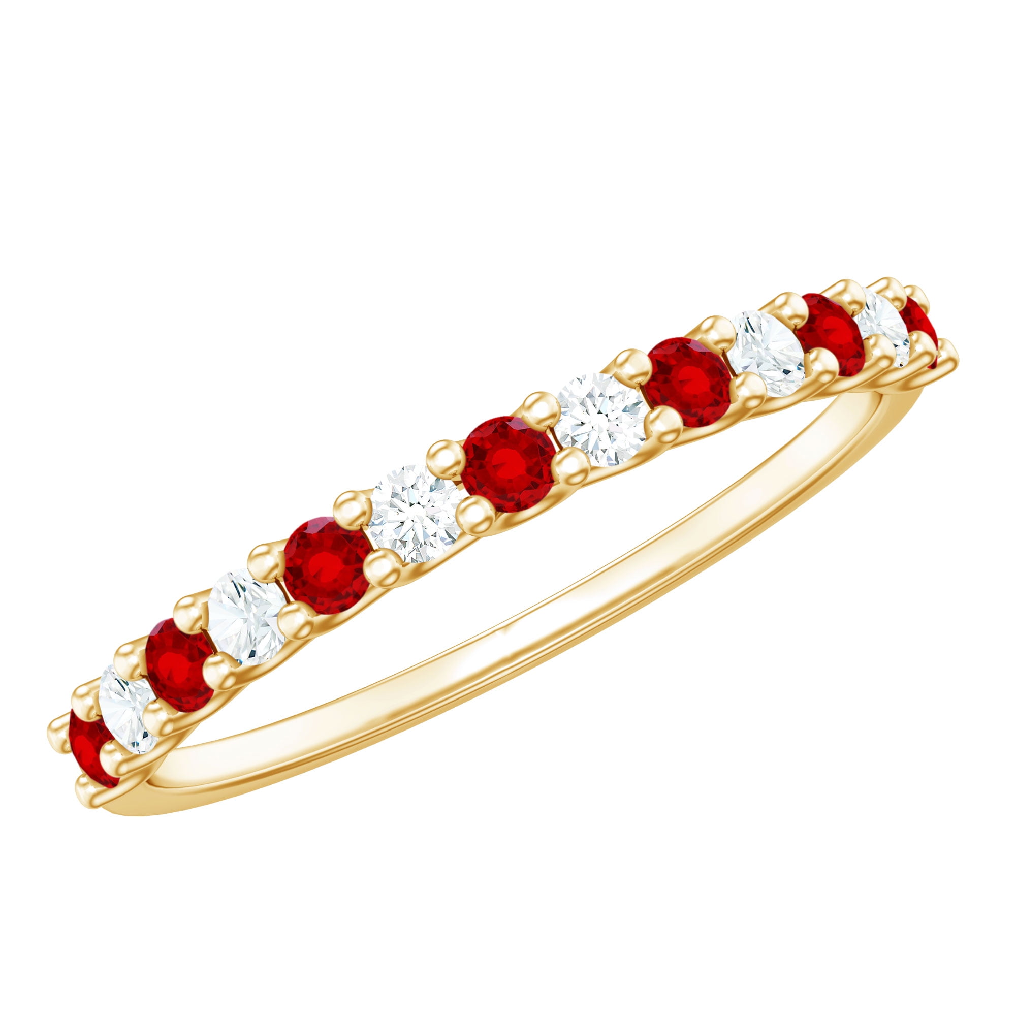 Rosec Jewels 1/4 CT Created Ruby and Moissanite Stackable Ring Enhancer ...