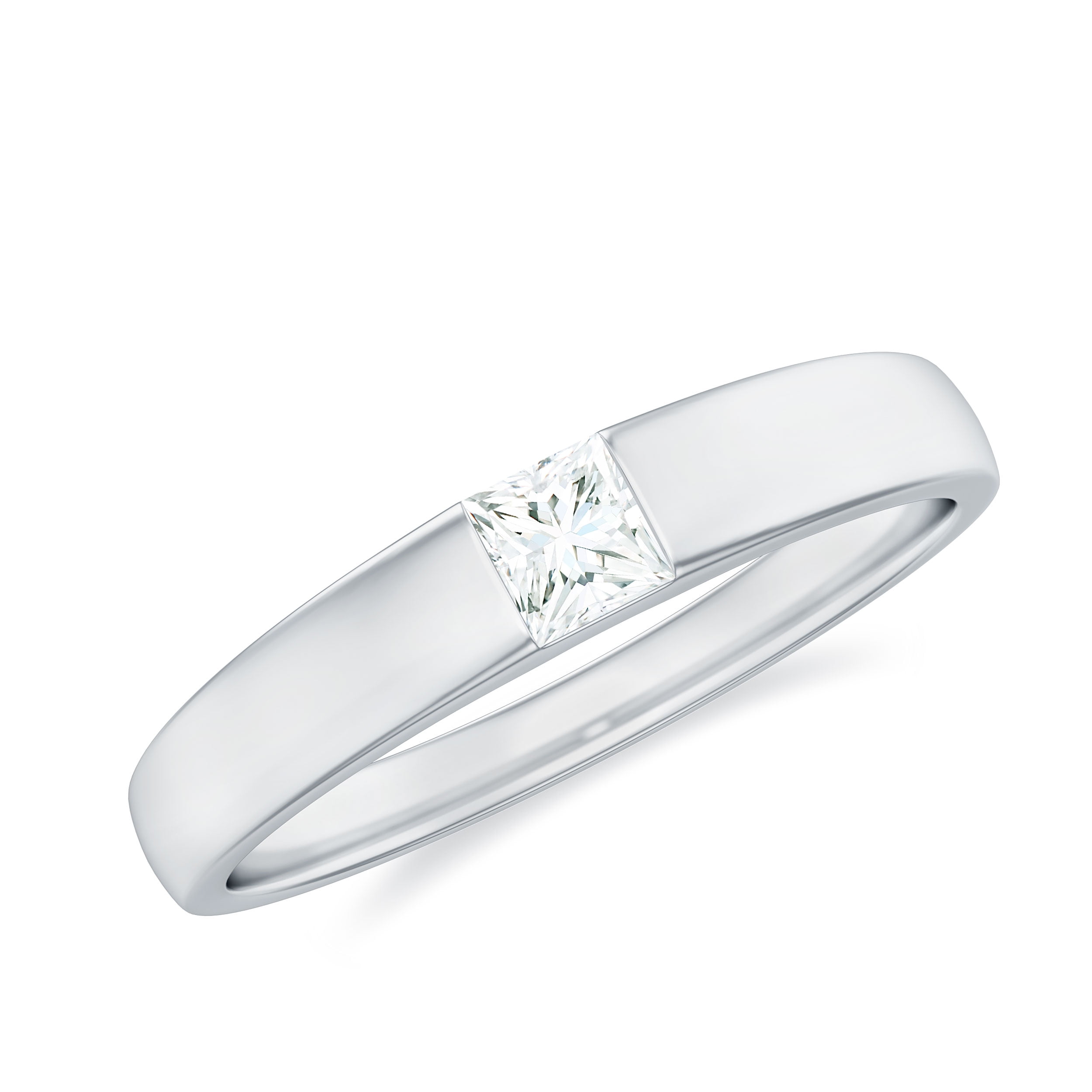 Rosec Jewels 1/4 CT Princess Cut Moissanite Solitaire Band Ring in ...