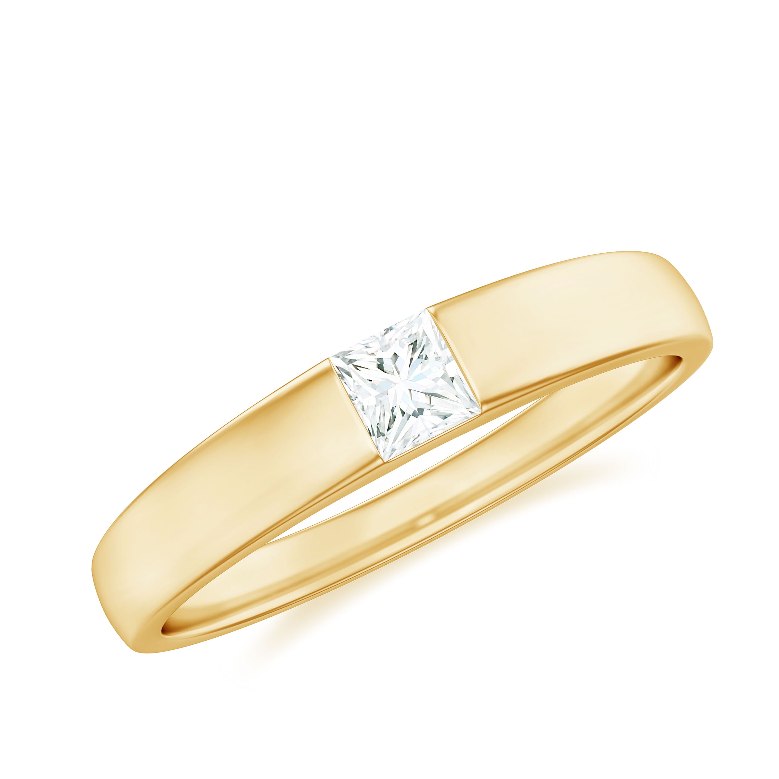 Rosec Jewels 1/4 CT Princess Cut Moissanite Solitaire Band Ring in ...