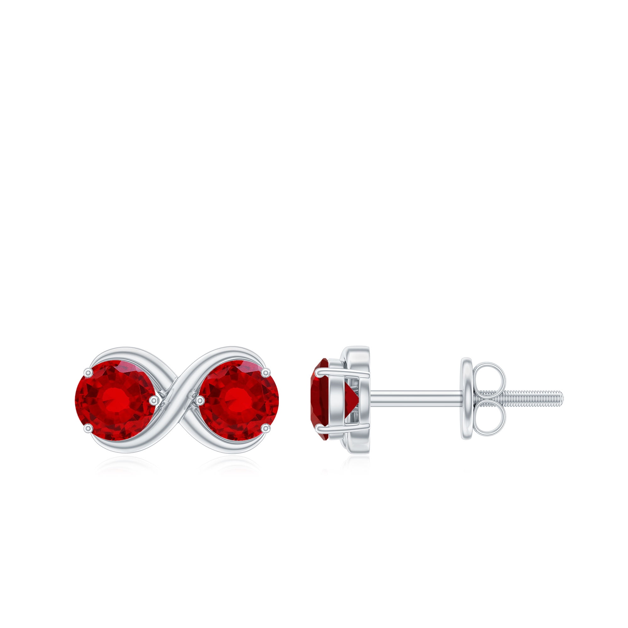 Rosec Jewels 1.50 CT Two Stone Infinity Stud Earrings with Created Ruby ...