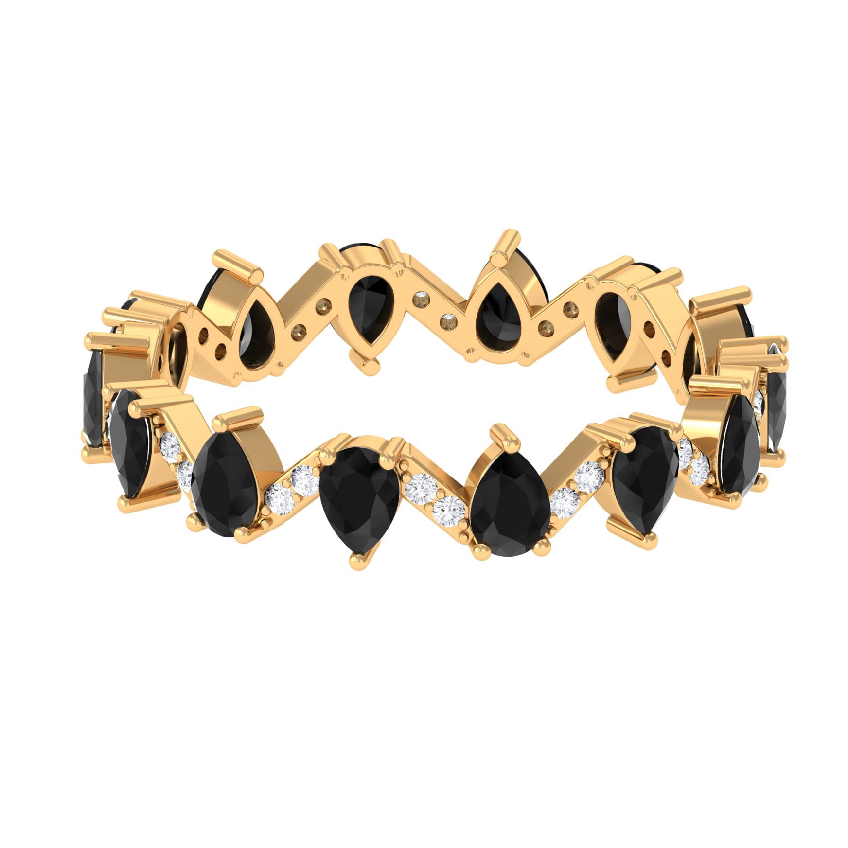 Rosec Jewels - 1.75 CT Black Onyx Eternity Ring with Diamond Accent, Pear Cut Black Onyx Ring ...