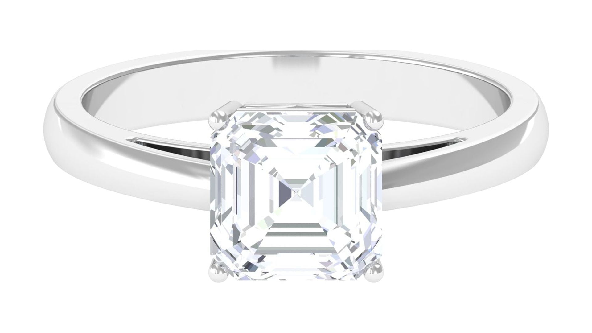 Rosec Jewels 1.75 CT Prong Set Asscher Cut Solitaire Moissanite Ring ...