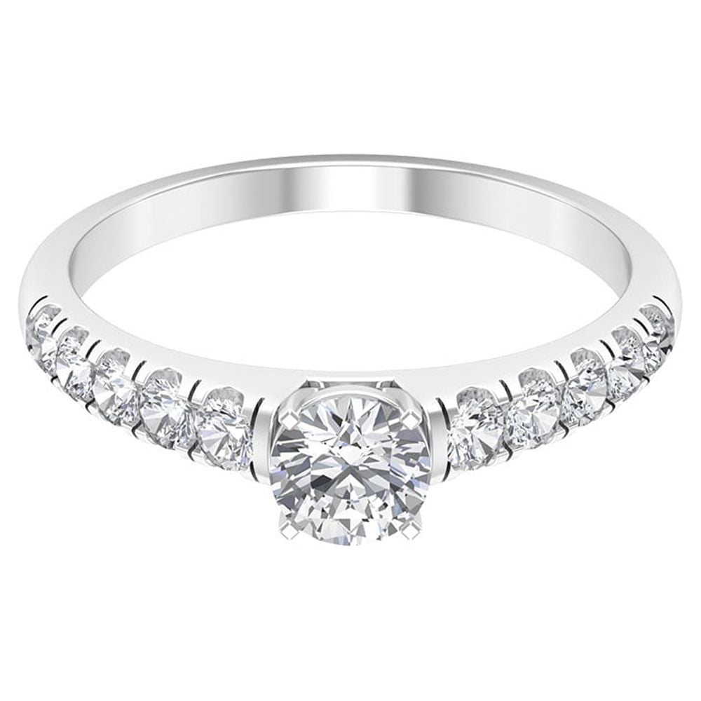 Rosec Jewels 1 CT Classic Moissanite Solitaire with Side Stone Ring (5 ...