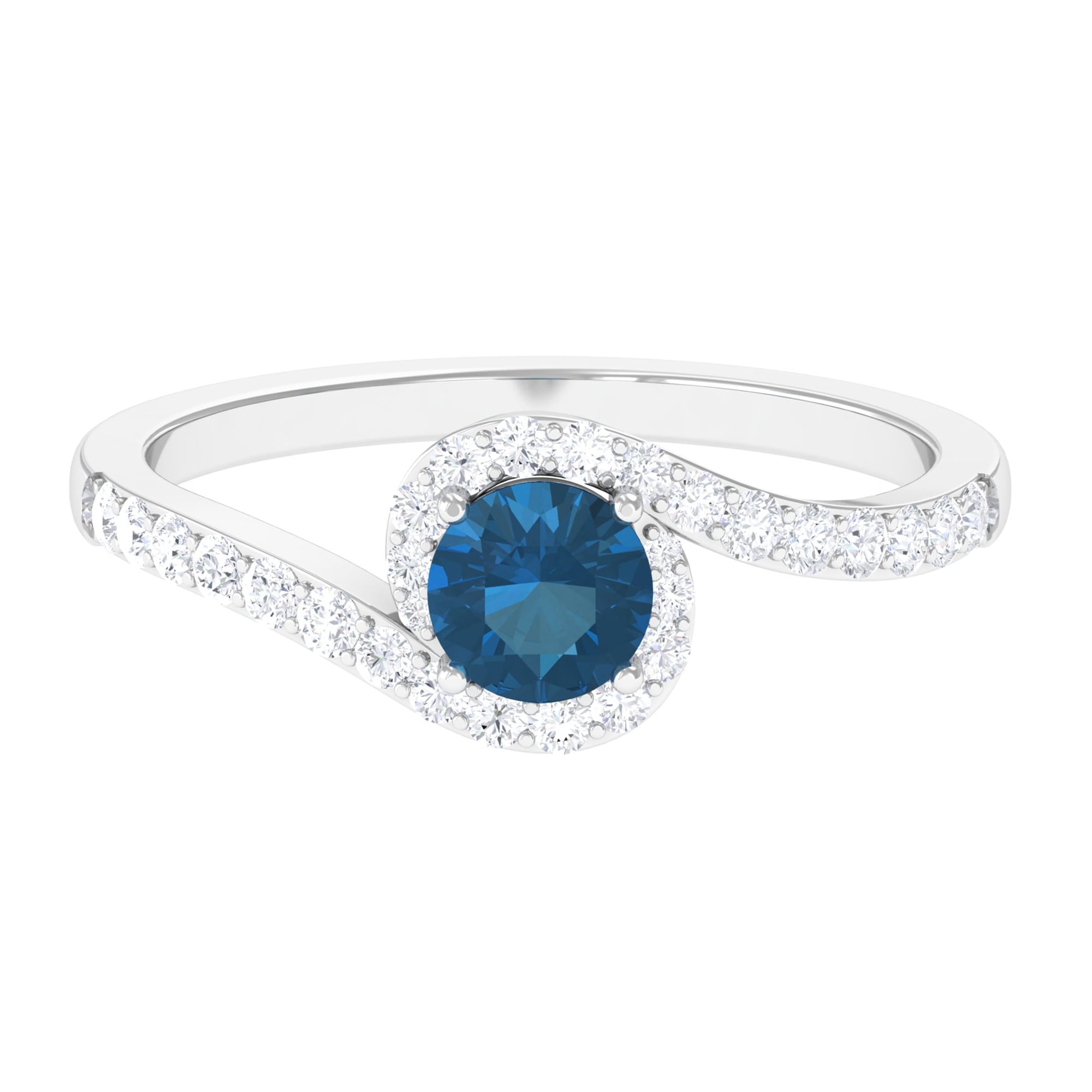 Rosec Jewels 1 CT London Blue Topaz Ring with Diamond, London Blue ...