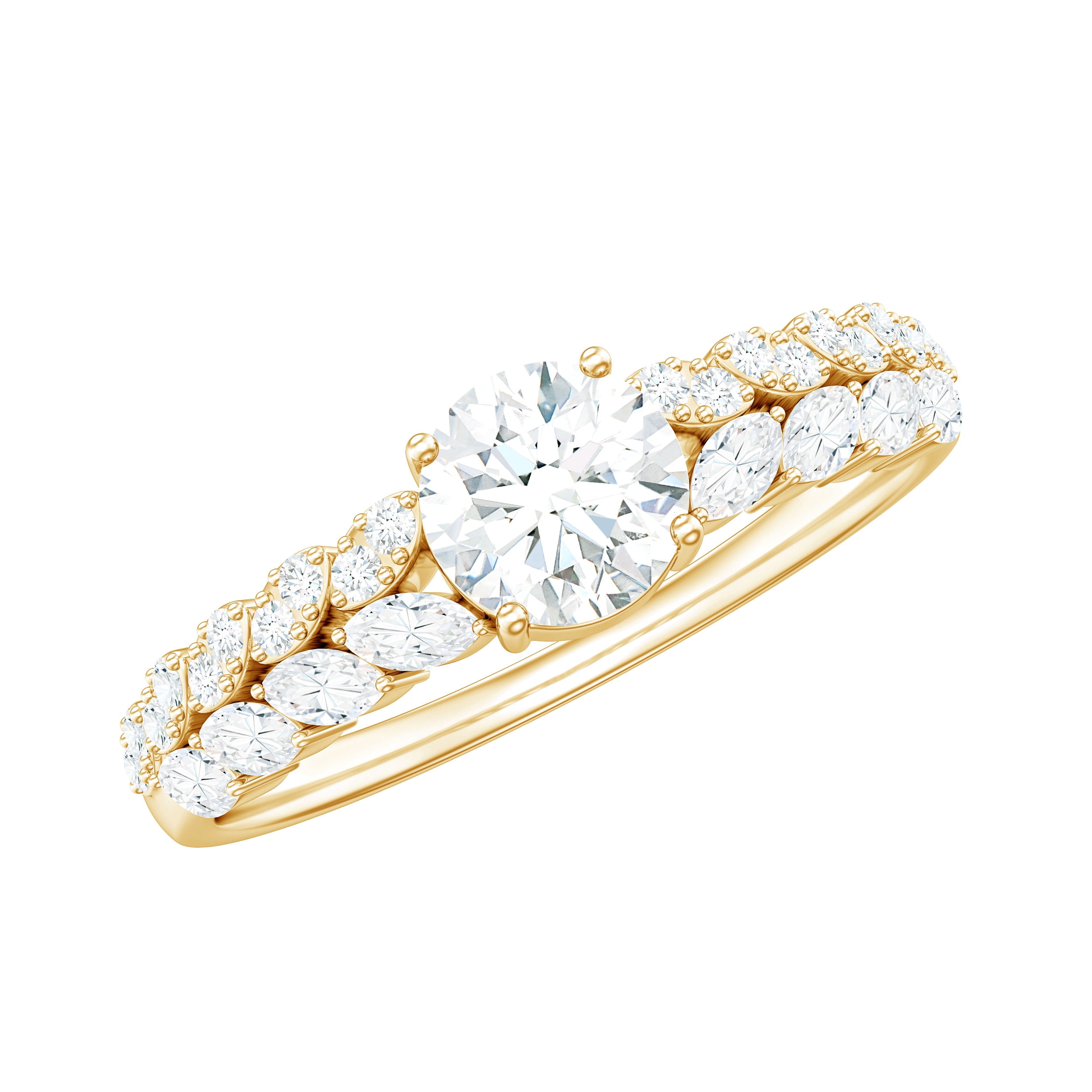Rosec Jewels 1 CT Marquise and Round Moissanite Ring for Women ...