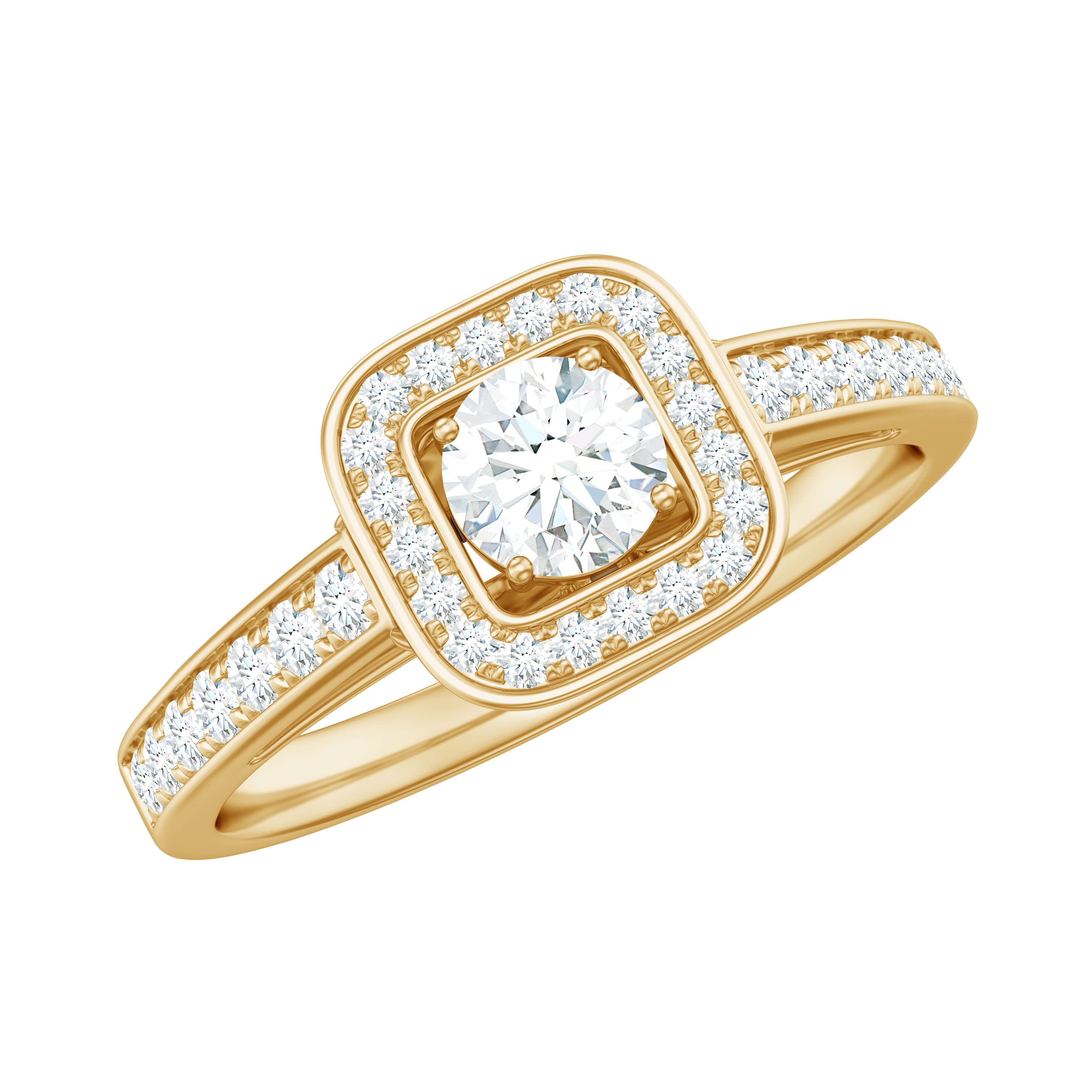 Rosec Jewels 1 CT Moissanite Engagement Ring for Women in Gold ...