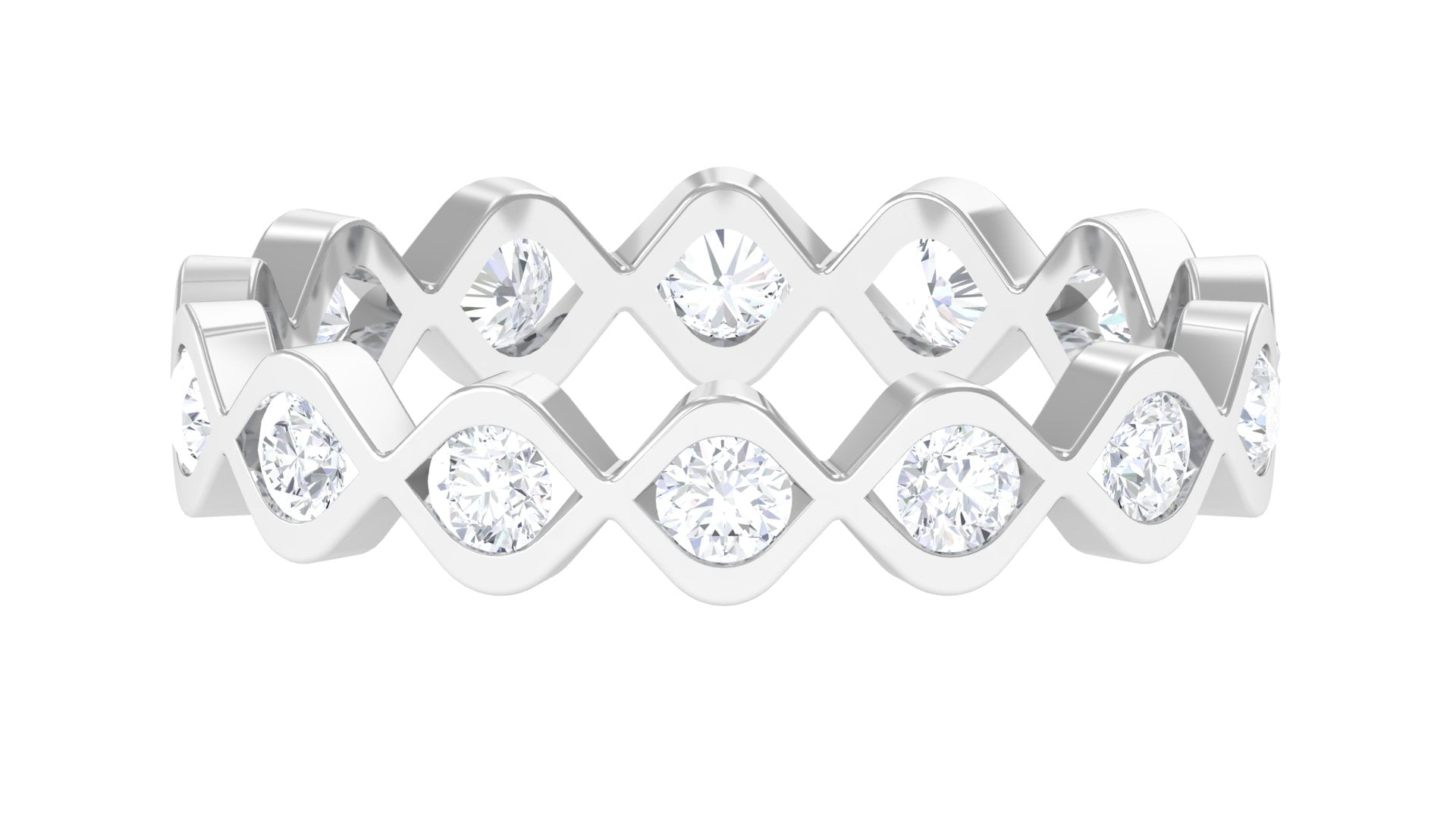 Rosec Jewels 1 CT Moissanite Eternity Ring in Tension Mount Setting ...