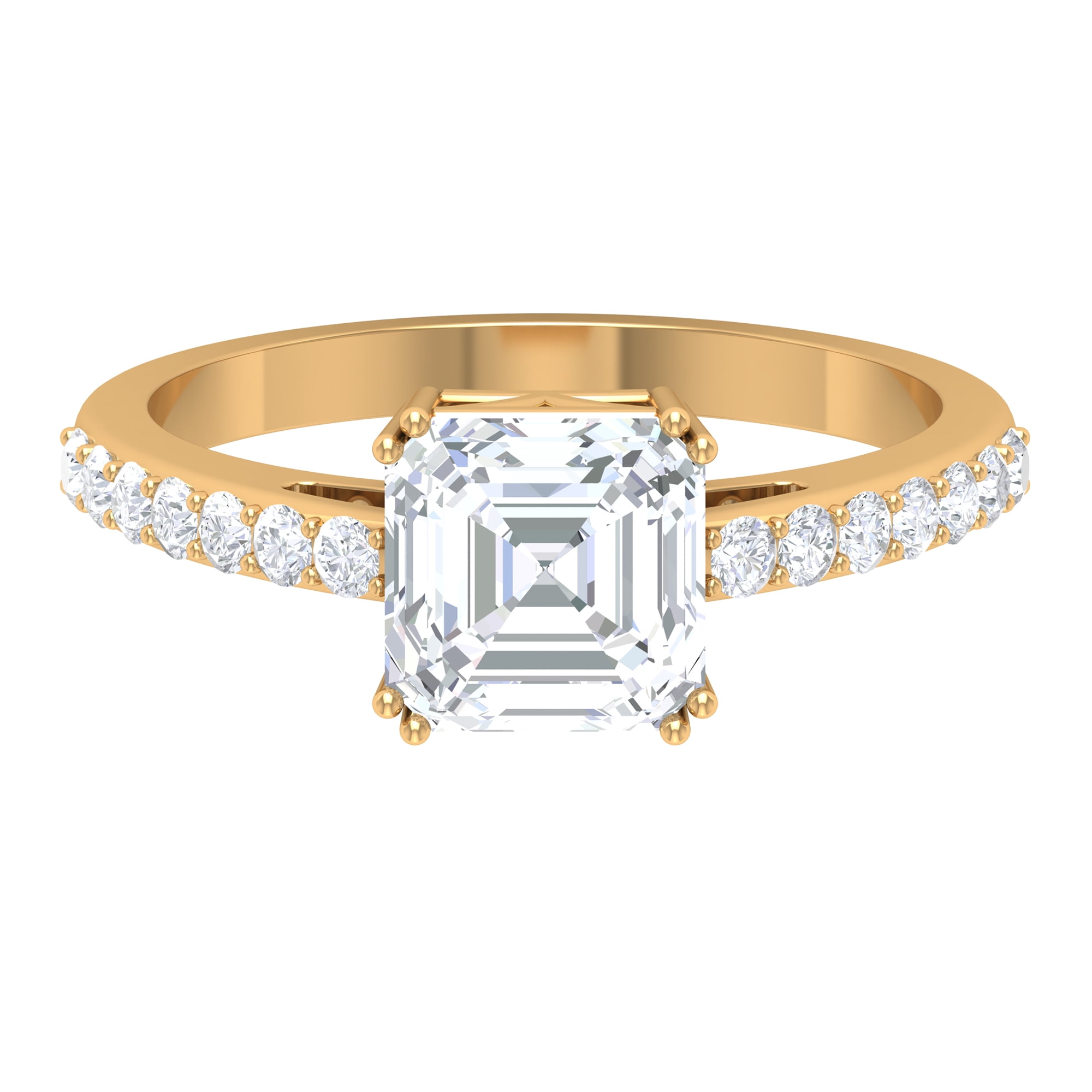 Rosec Jewels 2.50 CT Asscher Cut Moissanite Solitaire Engagement Ring ...