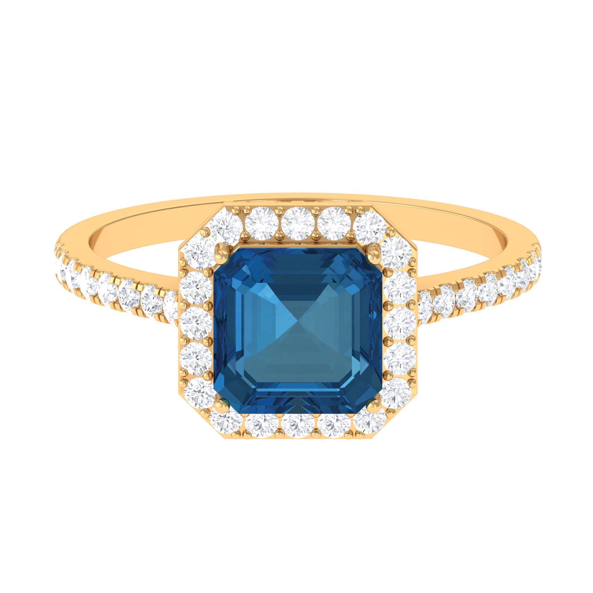 Rosec Jewels 2.75 CT Asscher Cut London Blue Topaz Crown Ring for Women ...