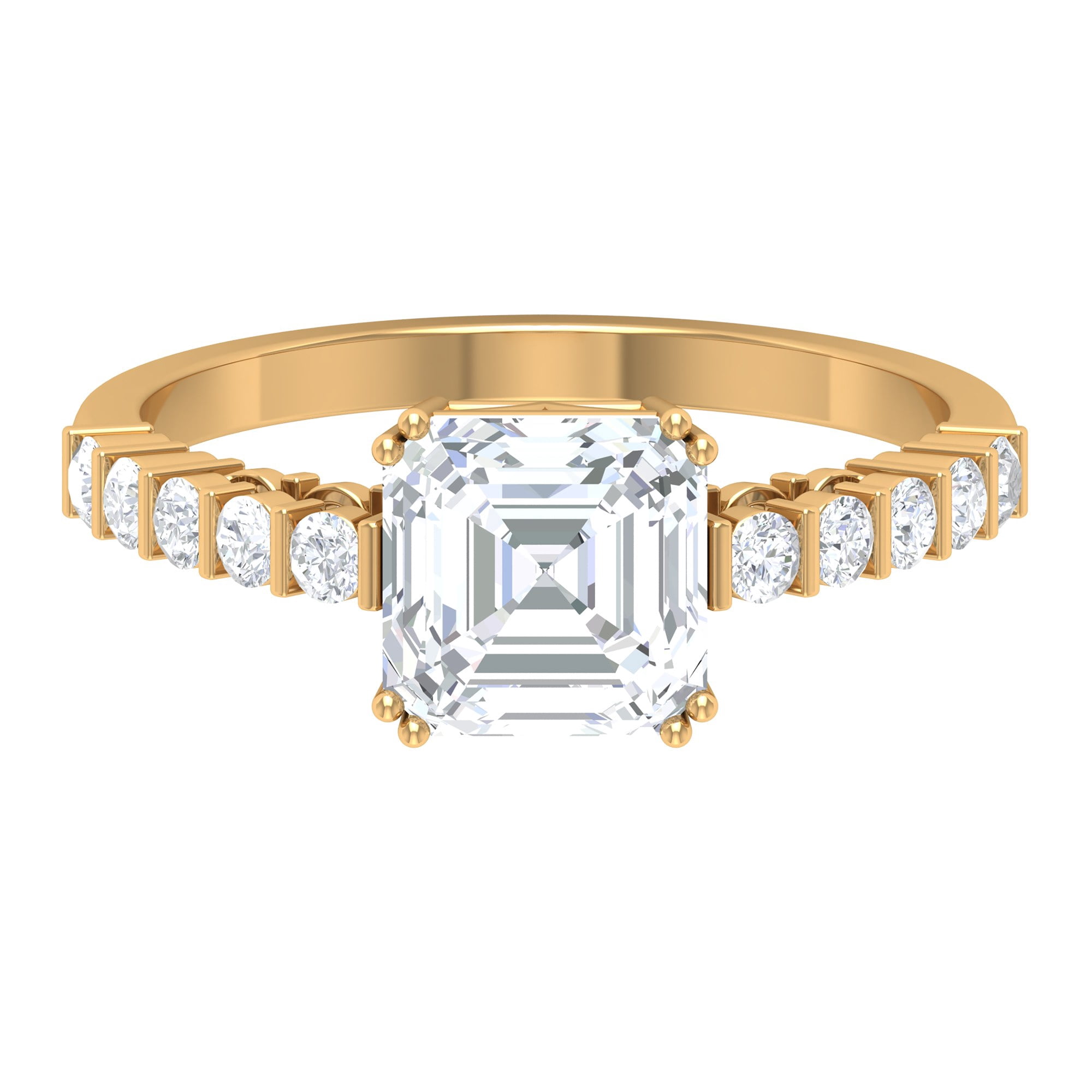 Rosec Jewels 2.75 CT Asscher Cut Moissanite Solitaire Engagement Ring ...
