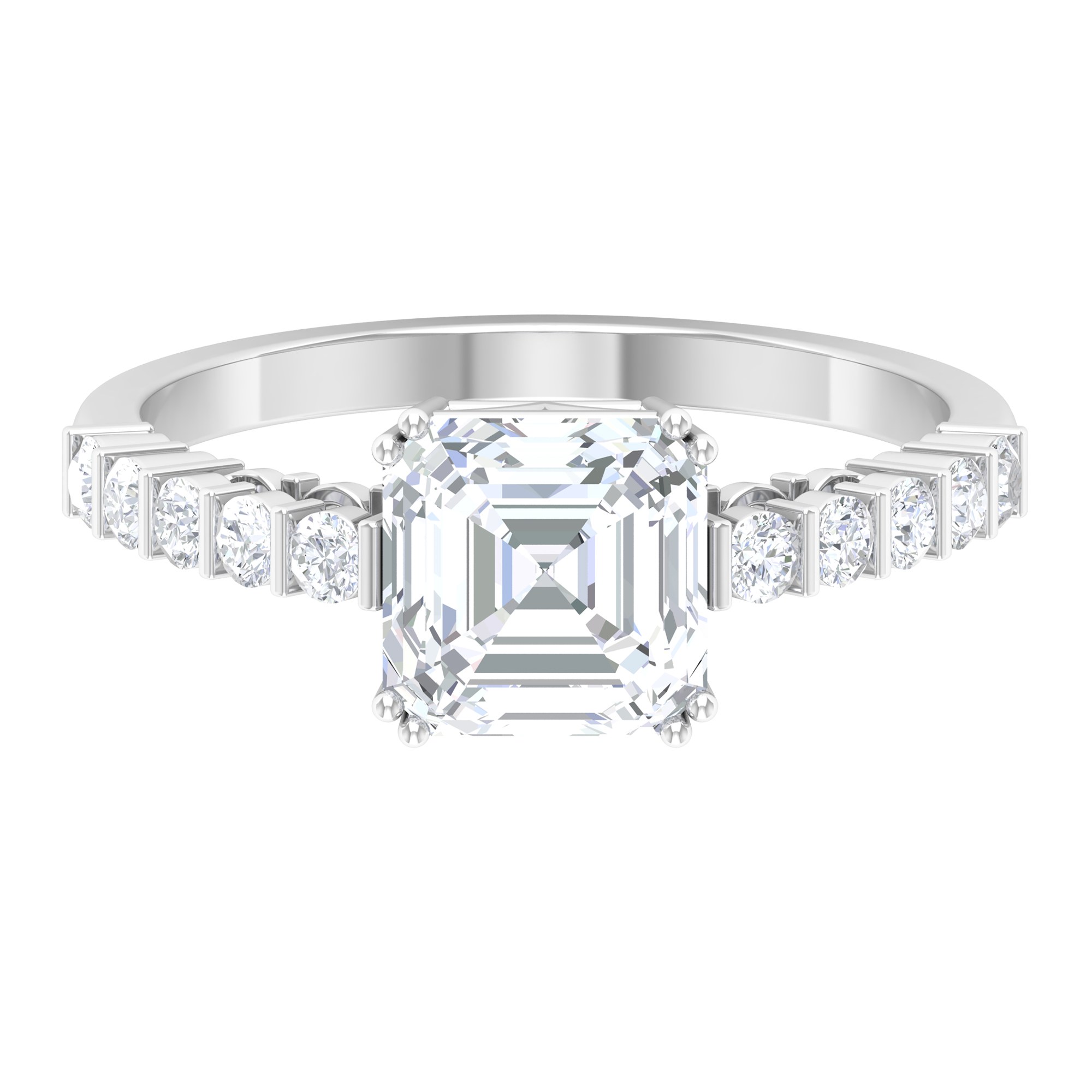 Rosec Jewels 2.75 CT Asscher Cut Moissanite Solitaire Engagement Ring ...
