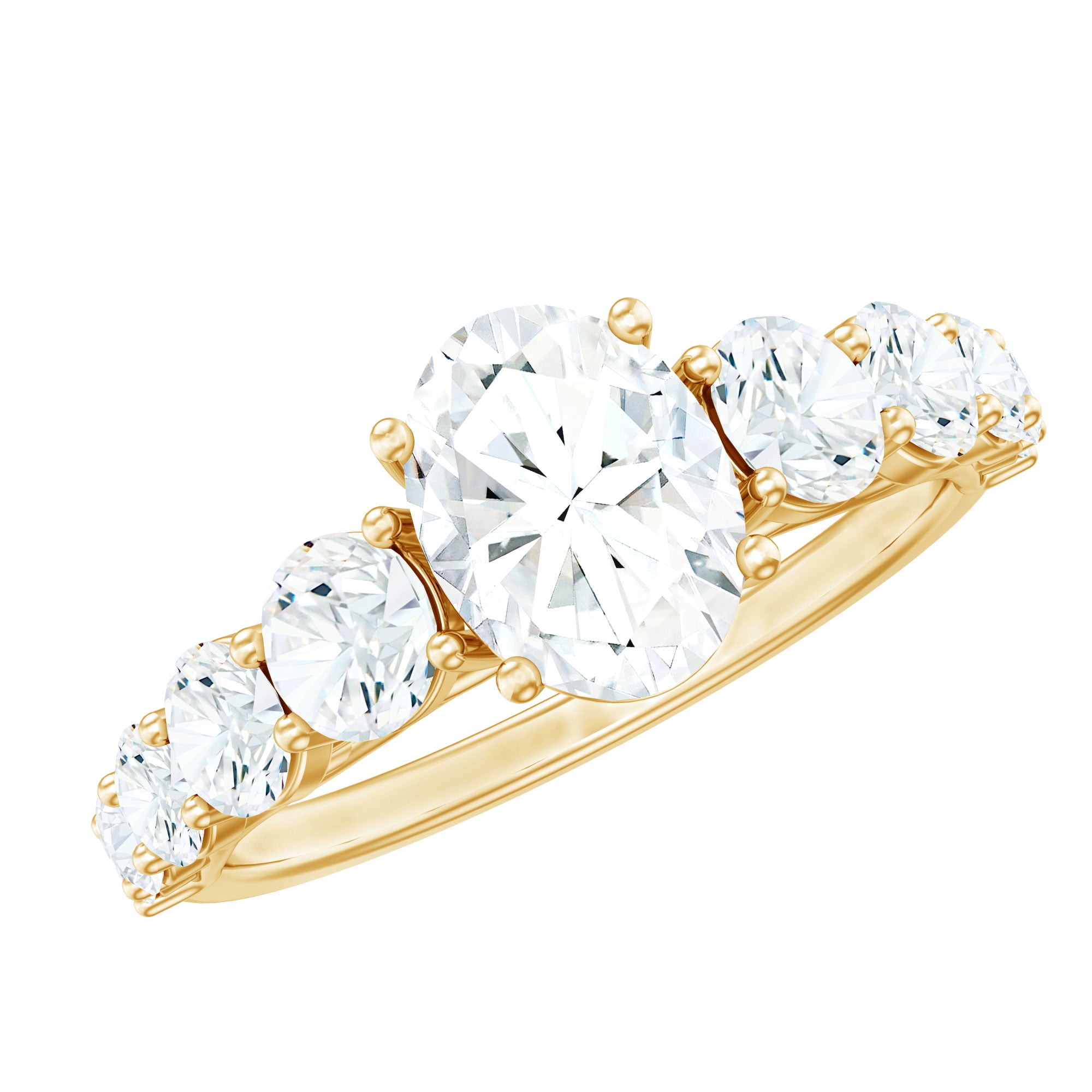 Rosec Jewels 2.75 CT Oval Cut Moissanite Solitaire Ring with Side ...