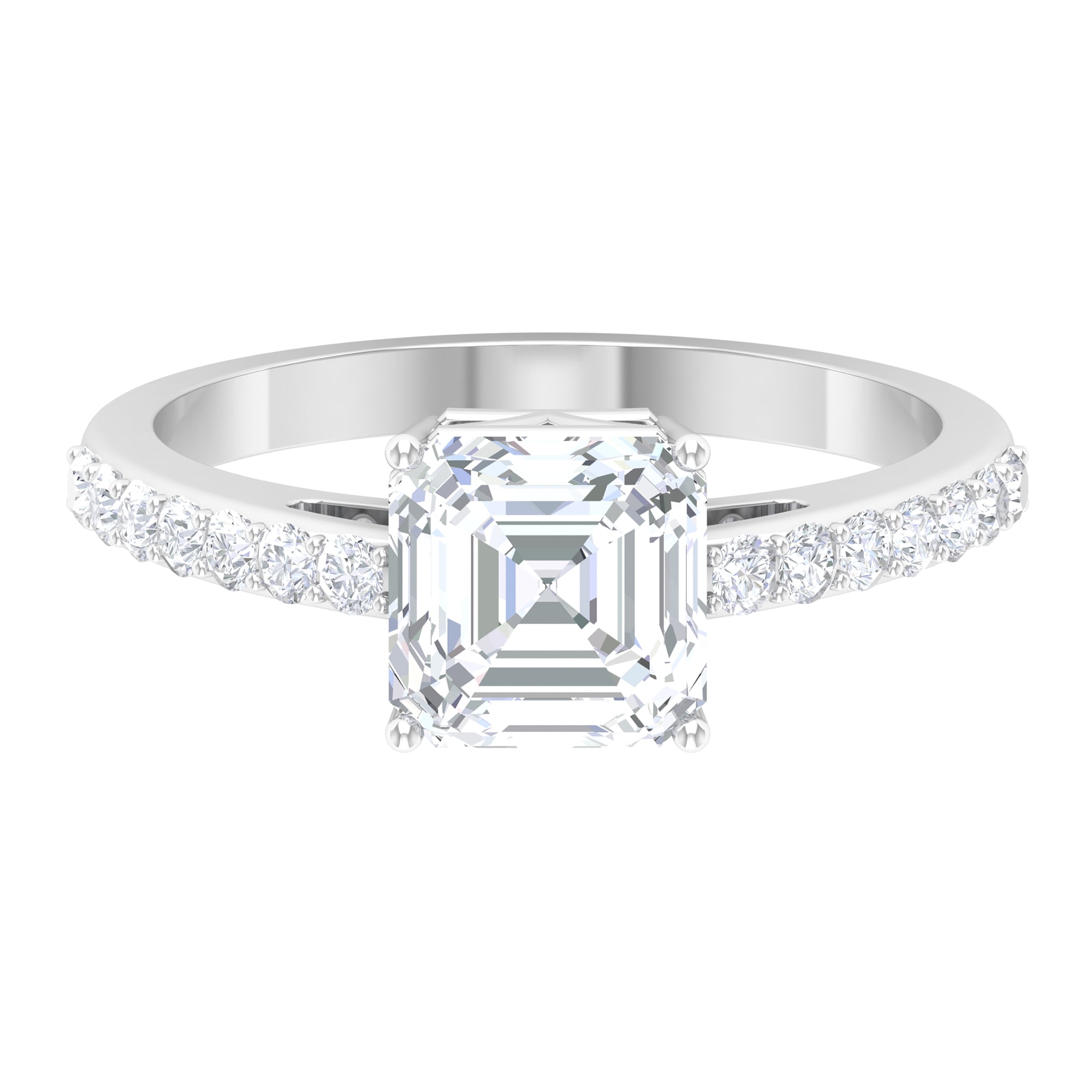 Rosec Jewels 2 CT Four Prong Set Solitaire Moissanite Ring with Surface ...