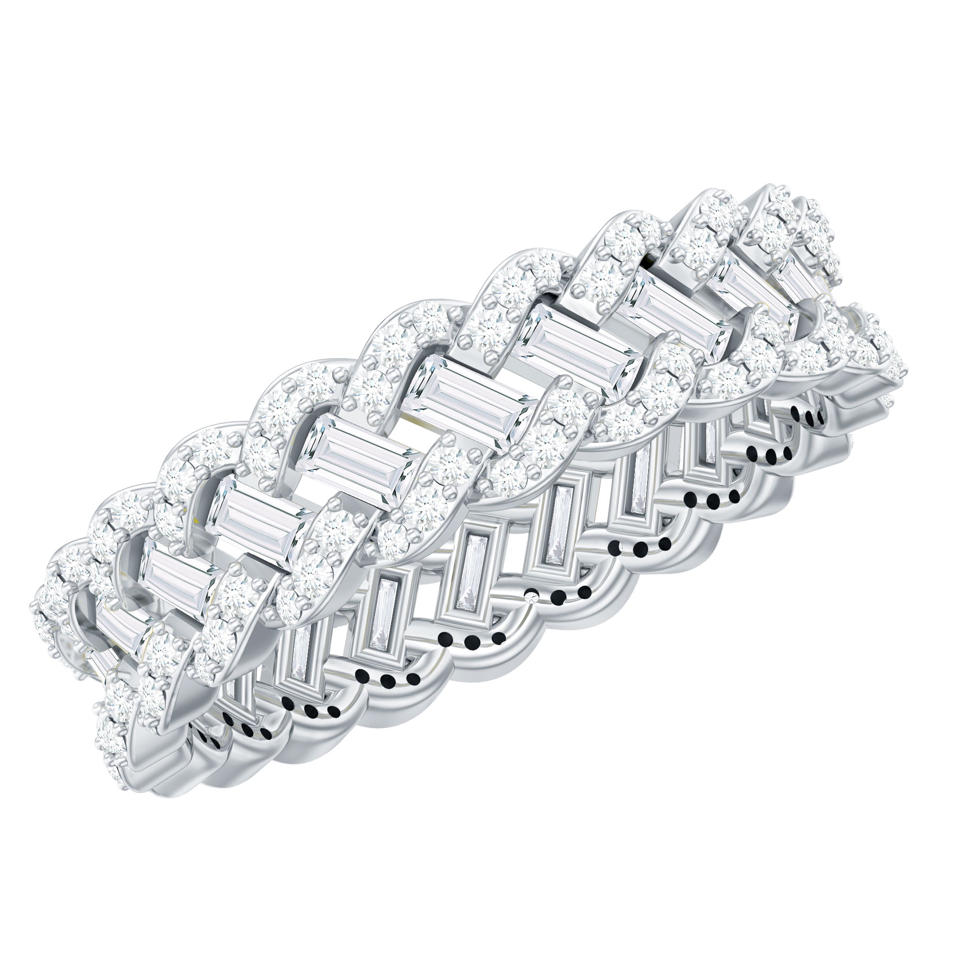 Rosec Jewels 2 CT Moissanite Anniversary Eternity Band Ring, 18K White ...