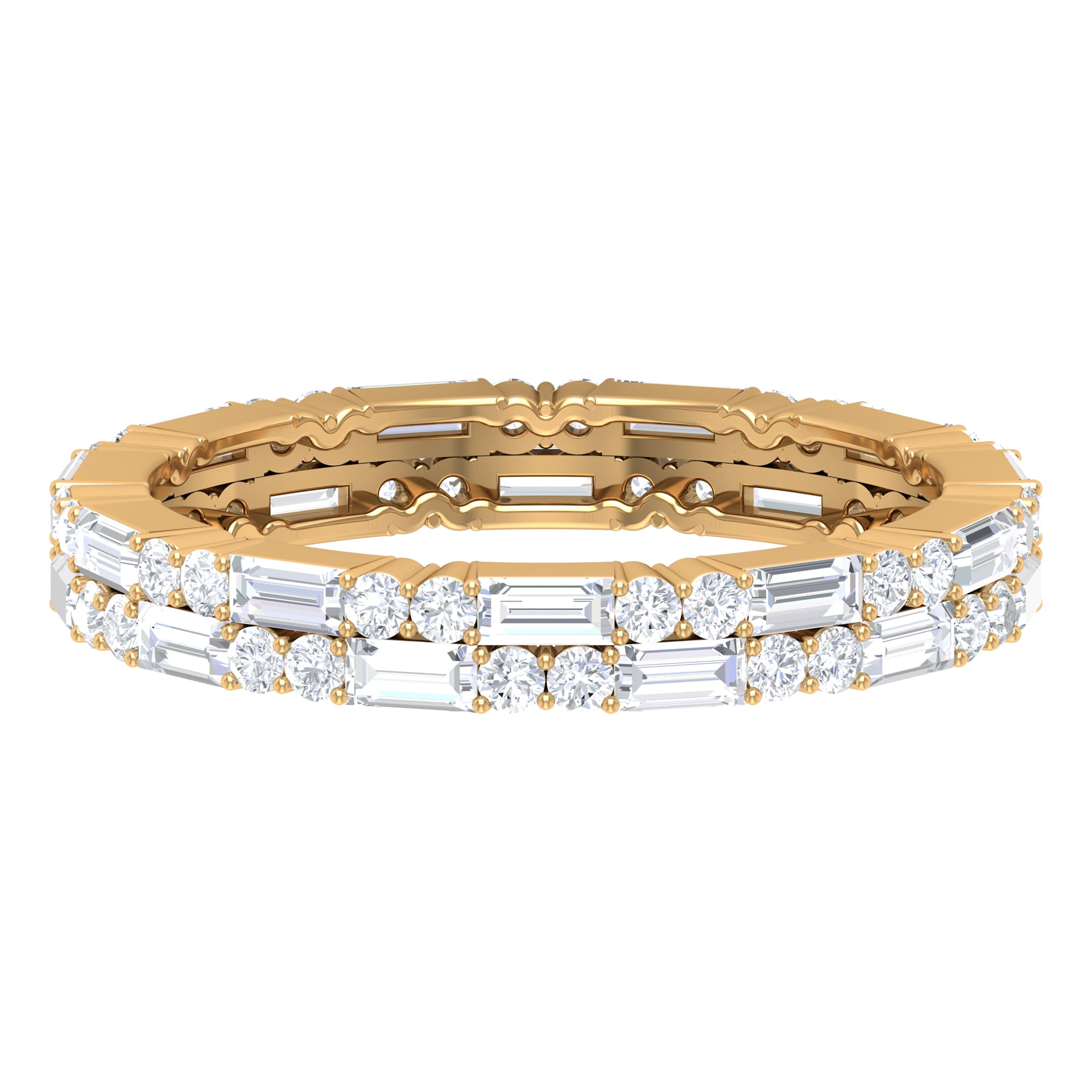 Rosec Jewels 2 CT Moissanite Two Row Eternity Ring for Women, 18K ...