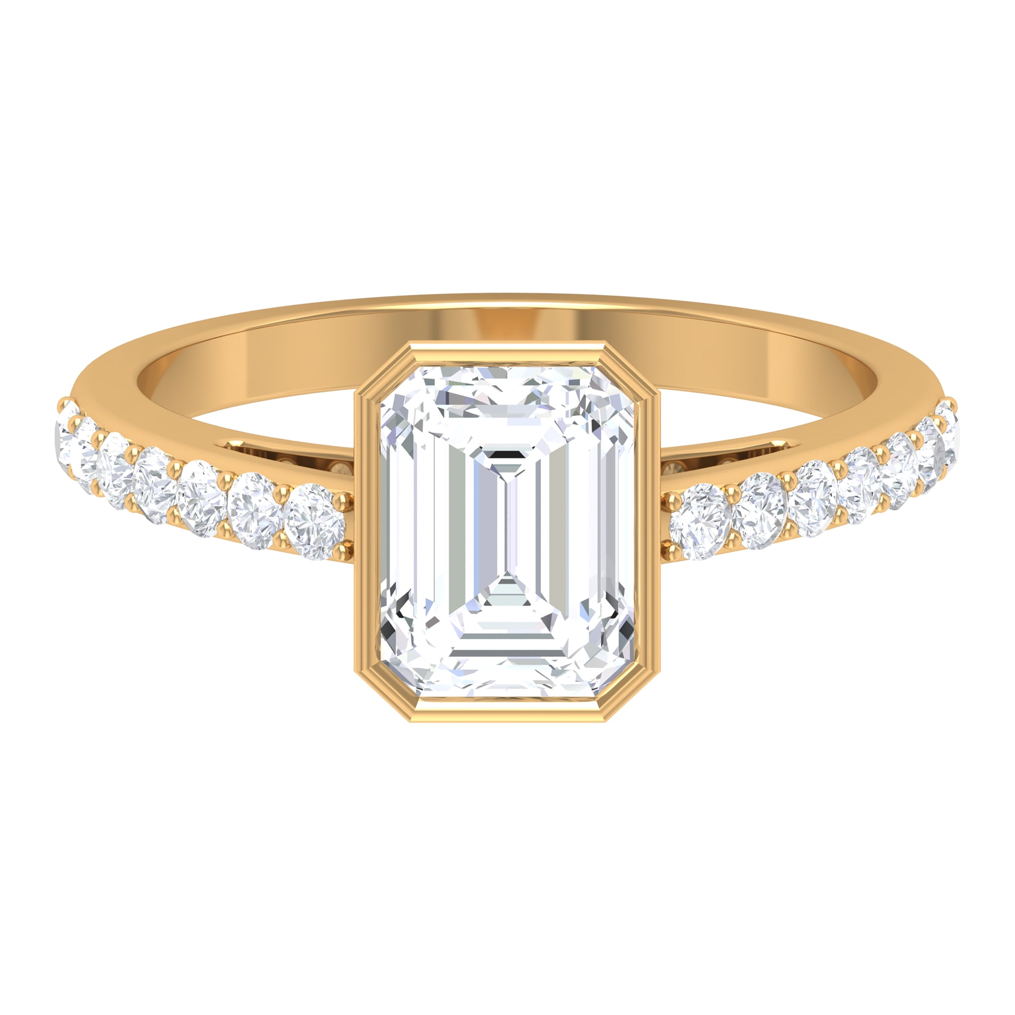 Rosec Jewels 2 CT Octagon Cut Moissanite Solitaire Ring in Bezel ...