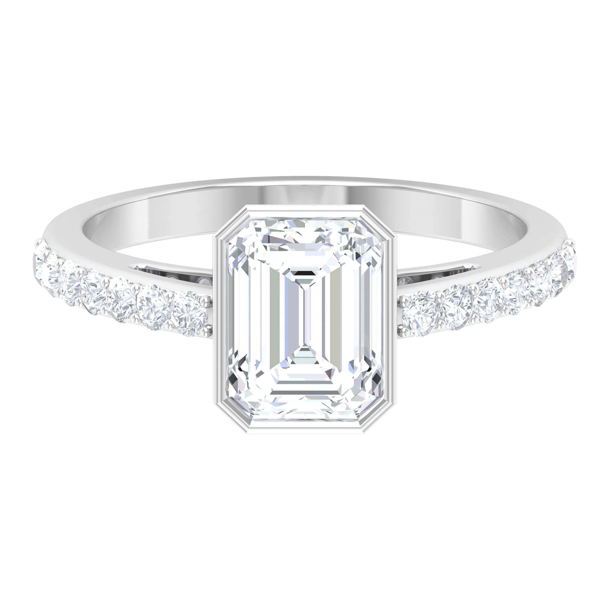 Rosec Jewels 2 CT Octagon Cut Moissanite Solitaire Ring in Bezel ...