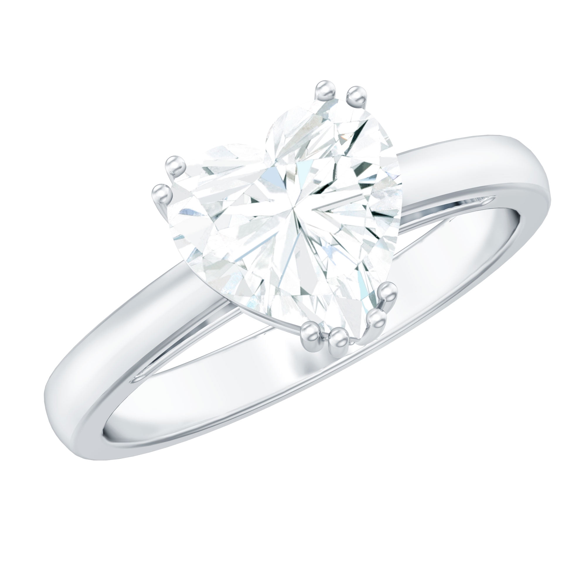 Rosec Jewels 2 Carat Moissanite Heart Ring for Engagement - 8 mm - D-VS1 Grade Certified, 10K ...