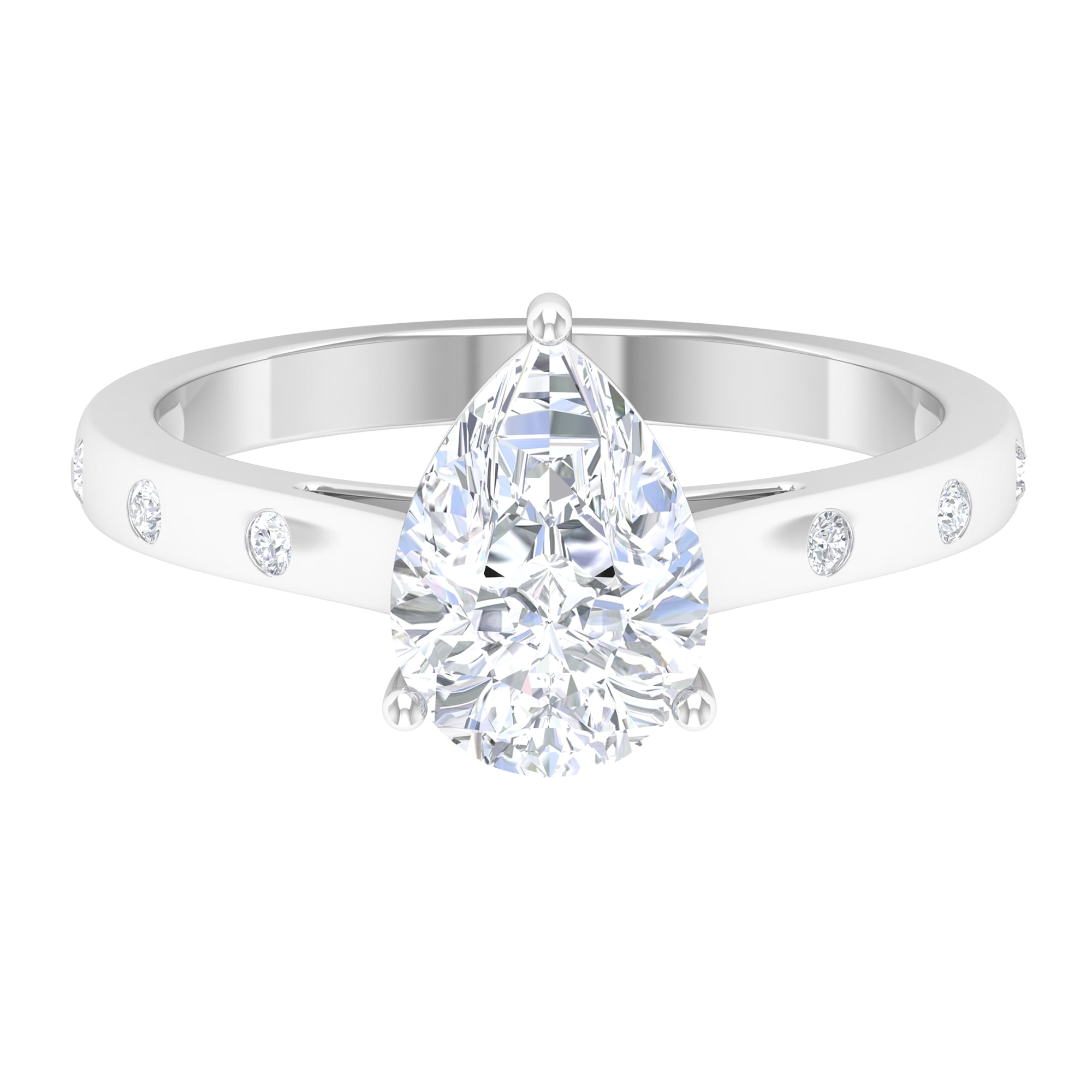 Rosec Jewels 2ct Engagement Ring - 7x10 mm Pear Shaped Moissanite ...