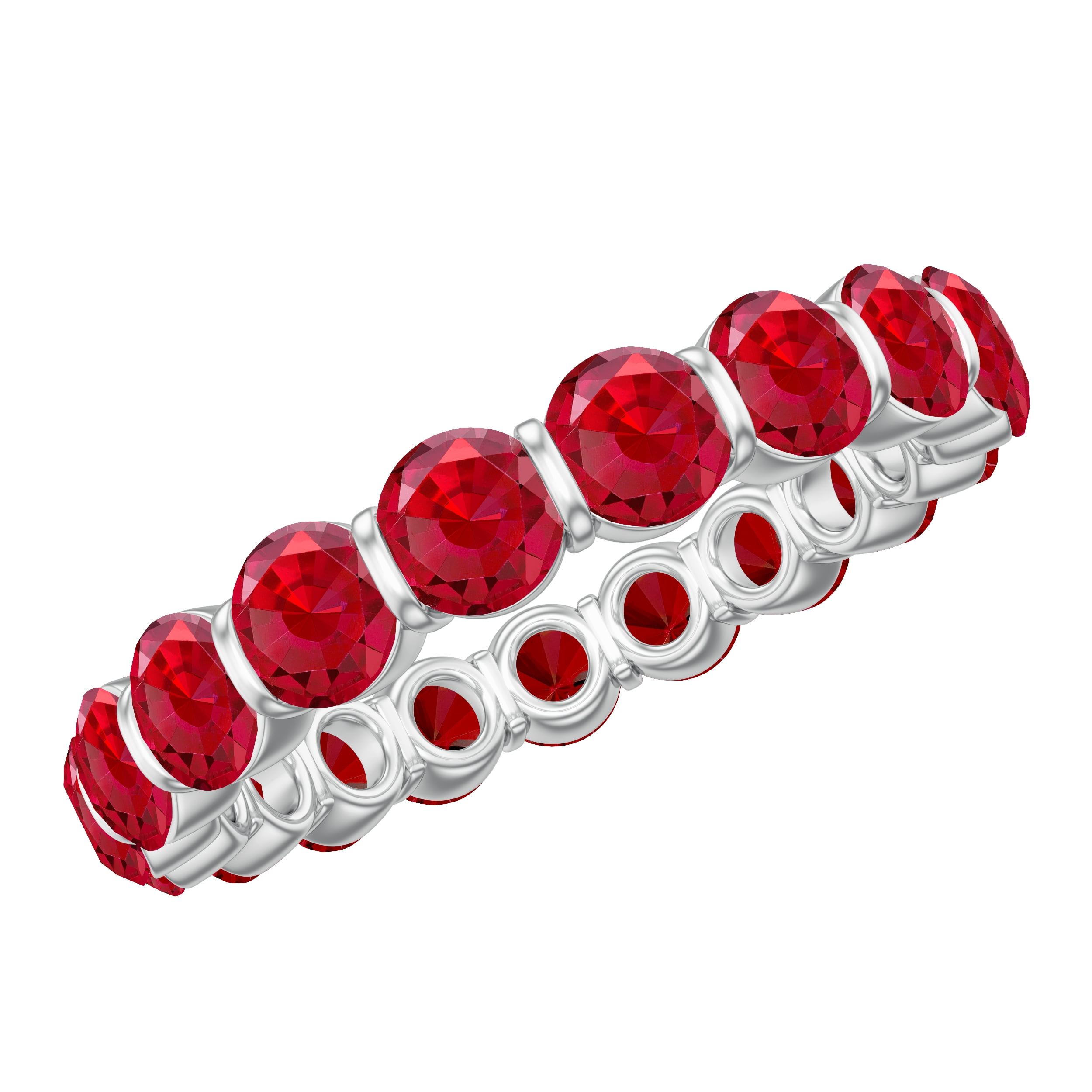 Rosec Jewels 3.25 CT Bar Set Created Ruby Eternity Ring, 14K White Gold, US 11.00 - Walmart.com