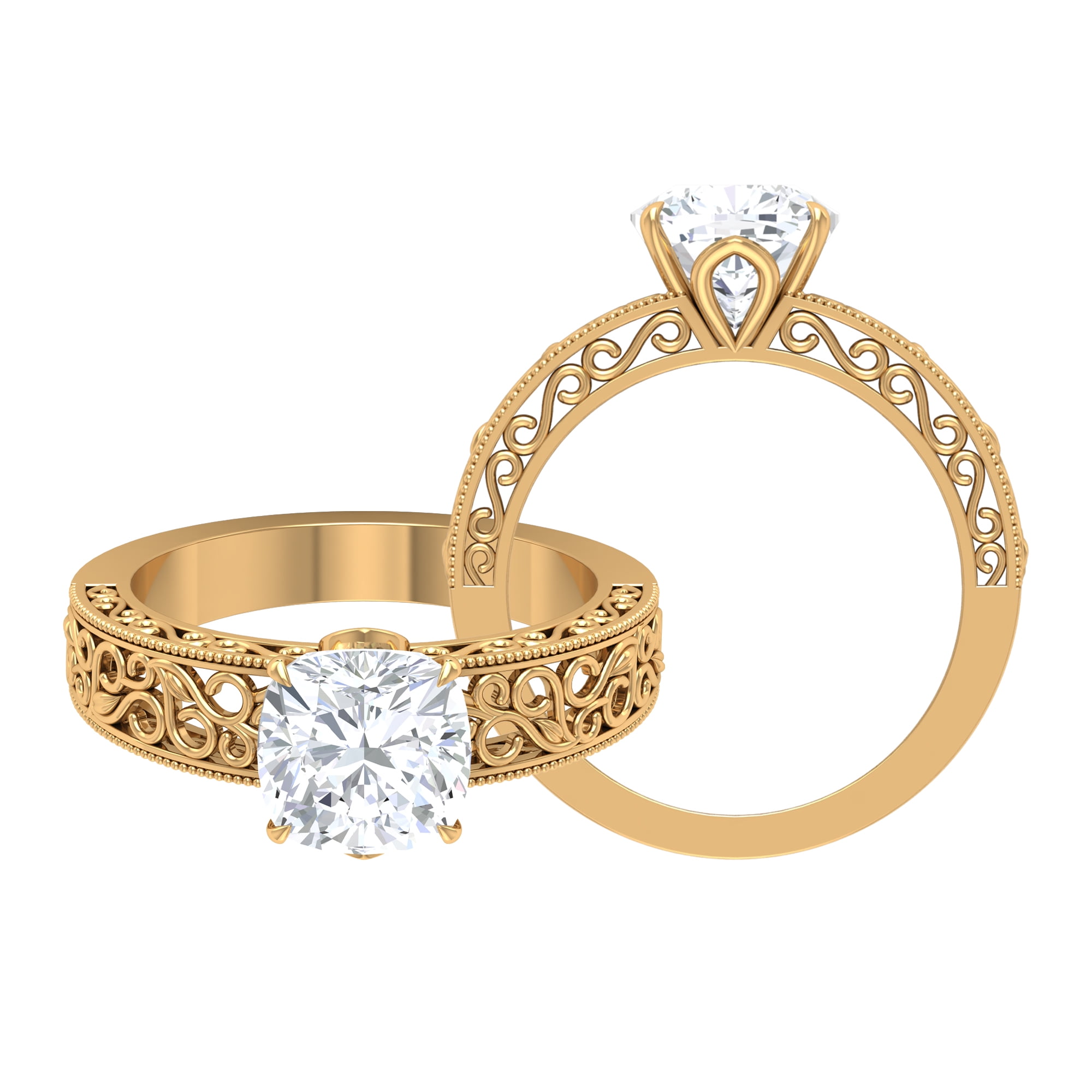Rosec Jewels 3.25 CT Cushion Cut Moissanite Ring, Moissanite Solitaire ...