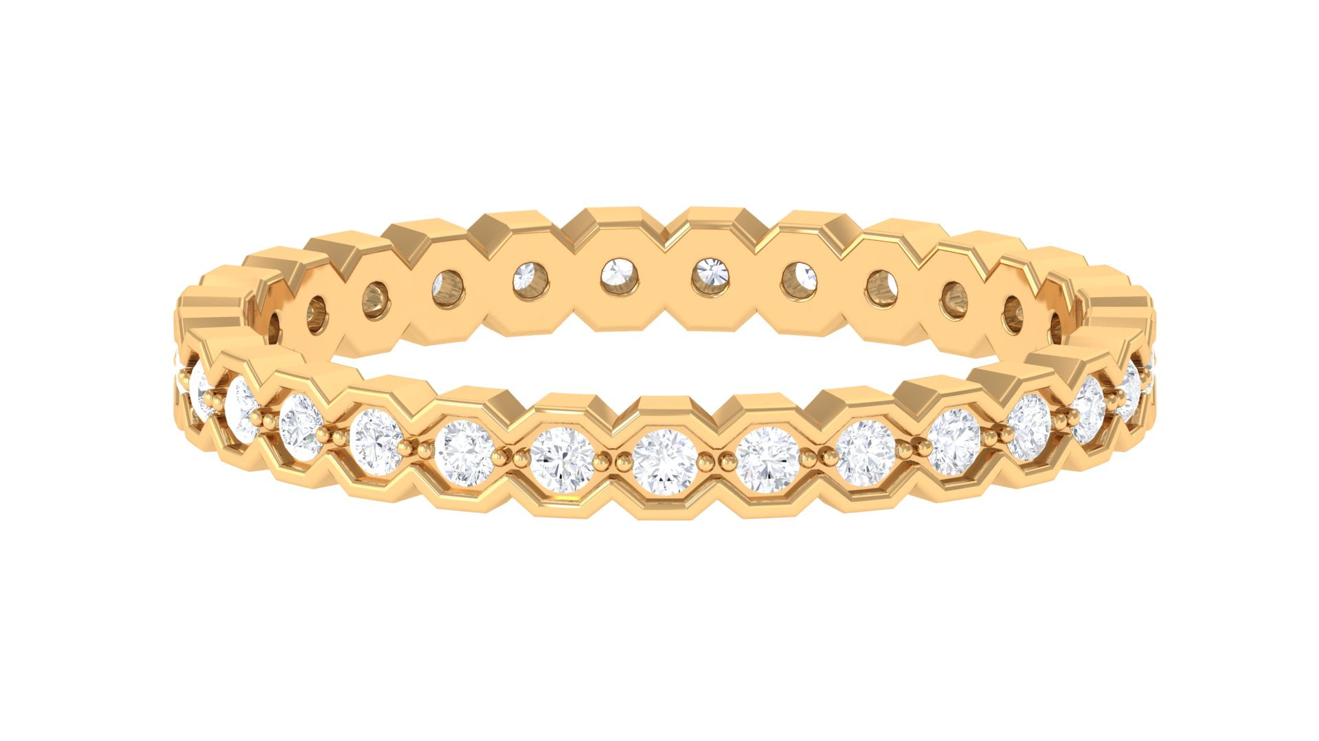Rosec Jewels 3/4 CT Geometric Gold and Diamond Eternity Ring, Natural ...