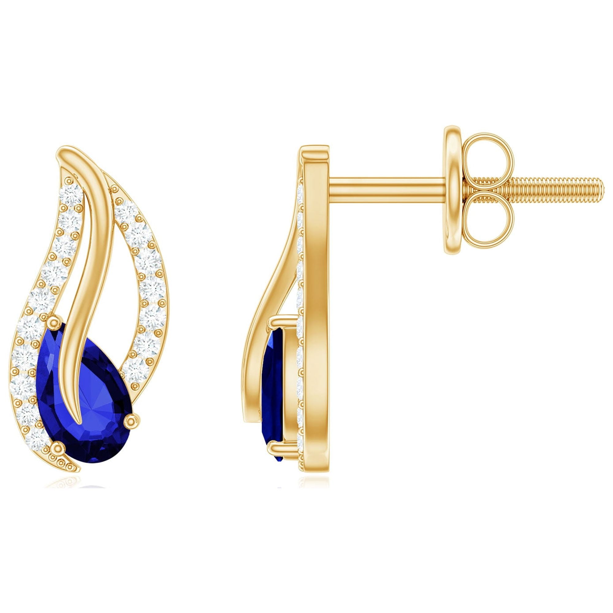 Rosec Jewels 3/4 CT Lab Grown Blue Sapphire and Moissanite Teardrop ...