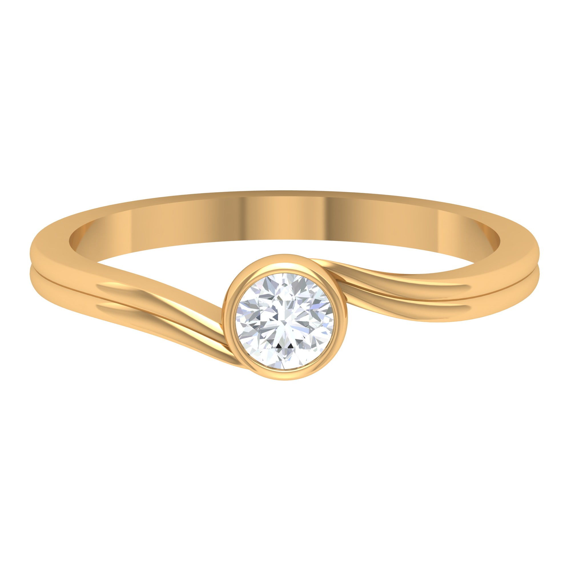 Rosec Jewels 4 MM Diamond Solitaire Ring in Bezel Setting with Bypass ...